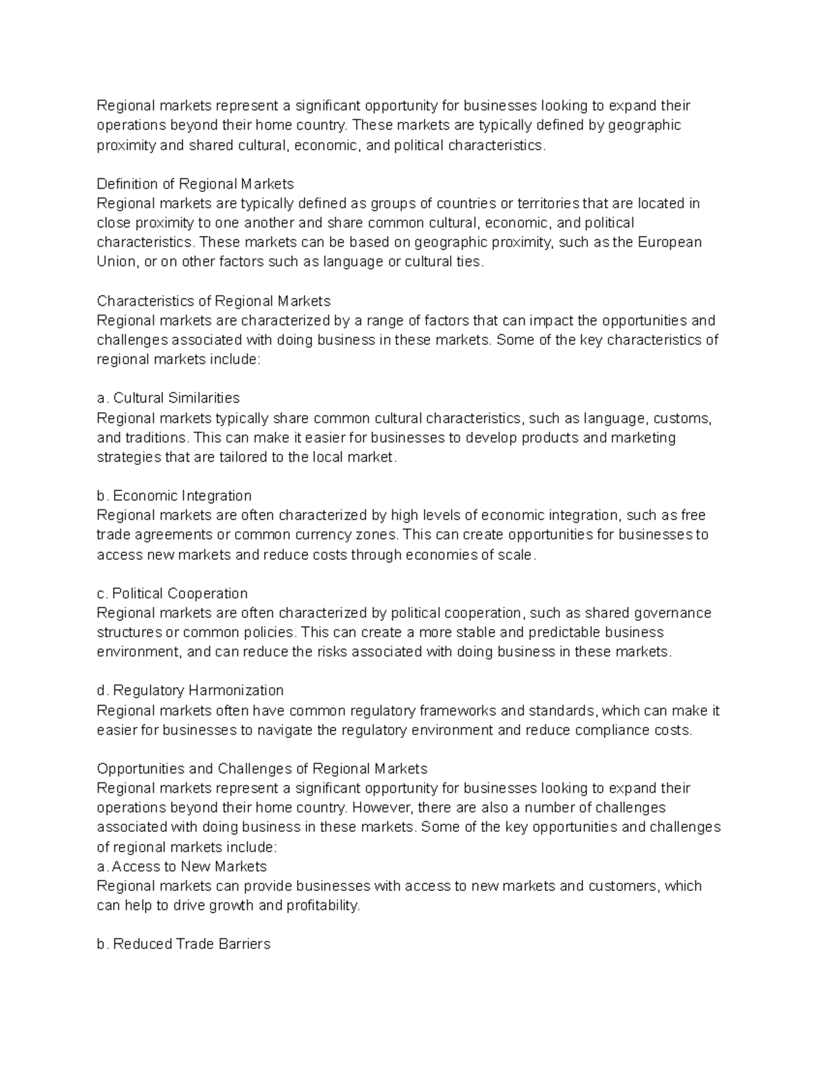 Definition and characteristics of regional markets - Regional markets ...