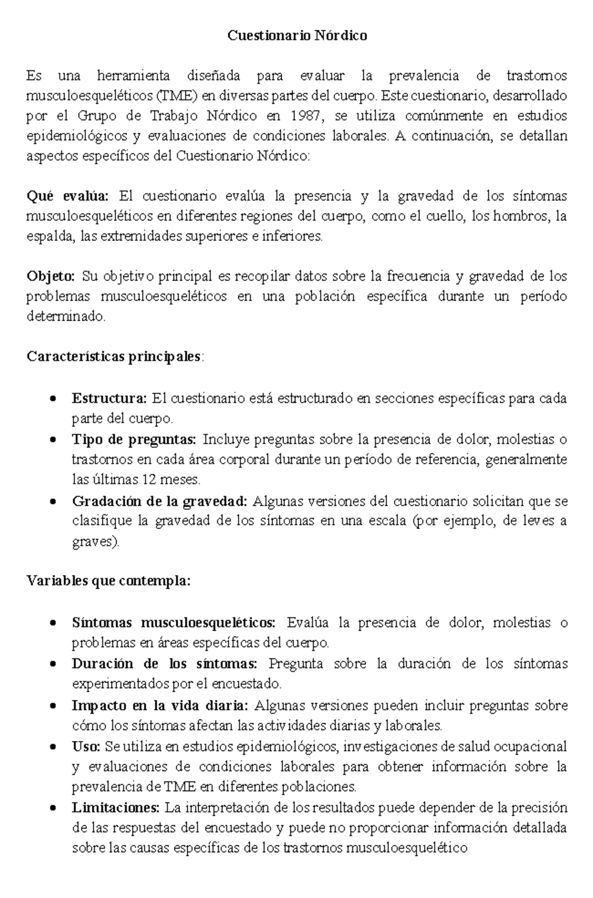 Herramienta 4 cuestionario nordico ajustado - Cuestionario Nórdico Es ...