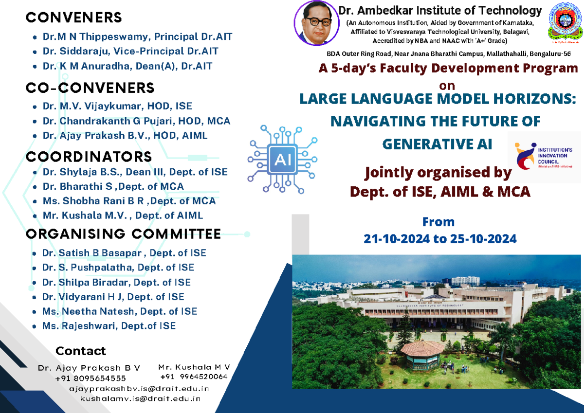 Gen Ai Fdp Brochure Fdp On Gen Ai Jointly Organised By Dept Of Ise