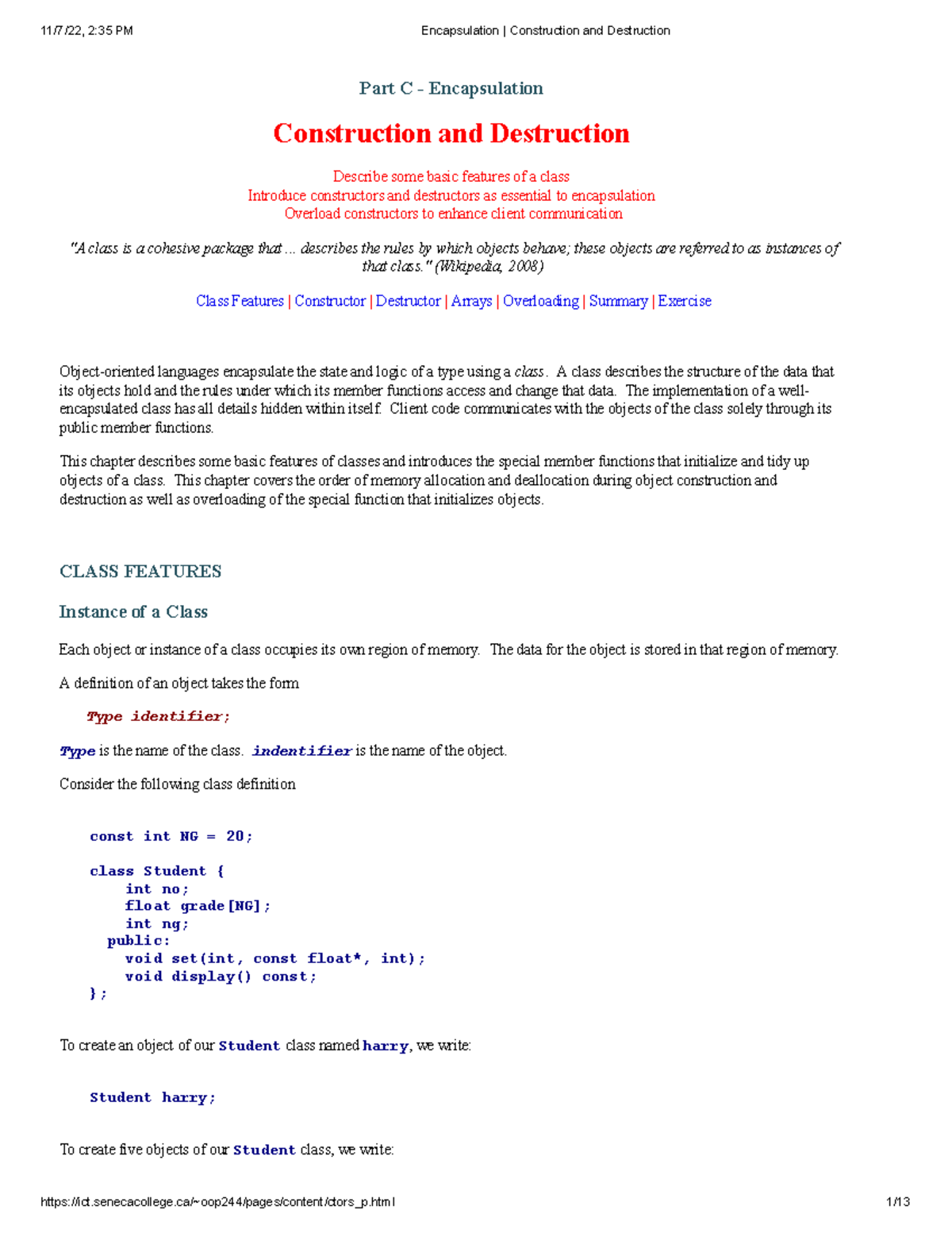 Encapsulation Construction and Destruction - Part C - Encapsulation Construction and Destruction ...