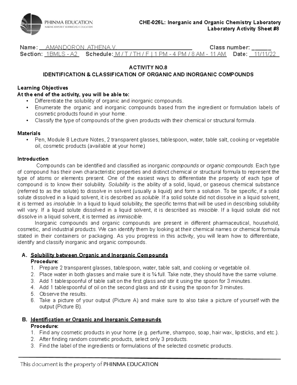 LAS#8 - Amandoron - LAB MANUAL - Laboratory Activity Sheet Name ...