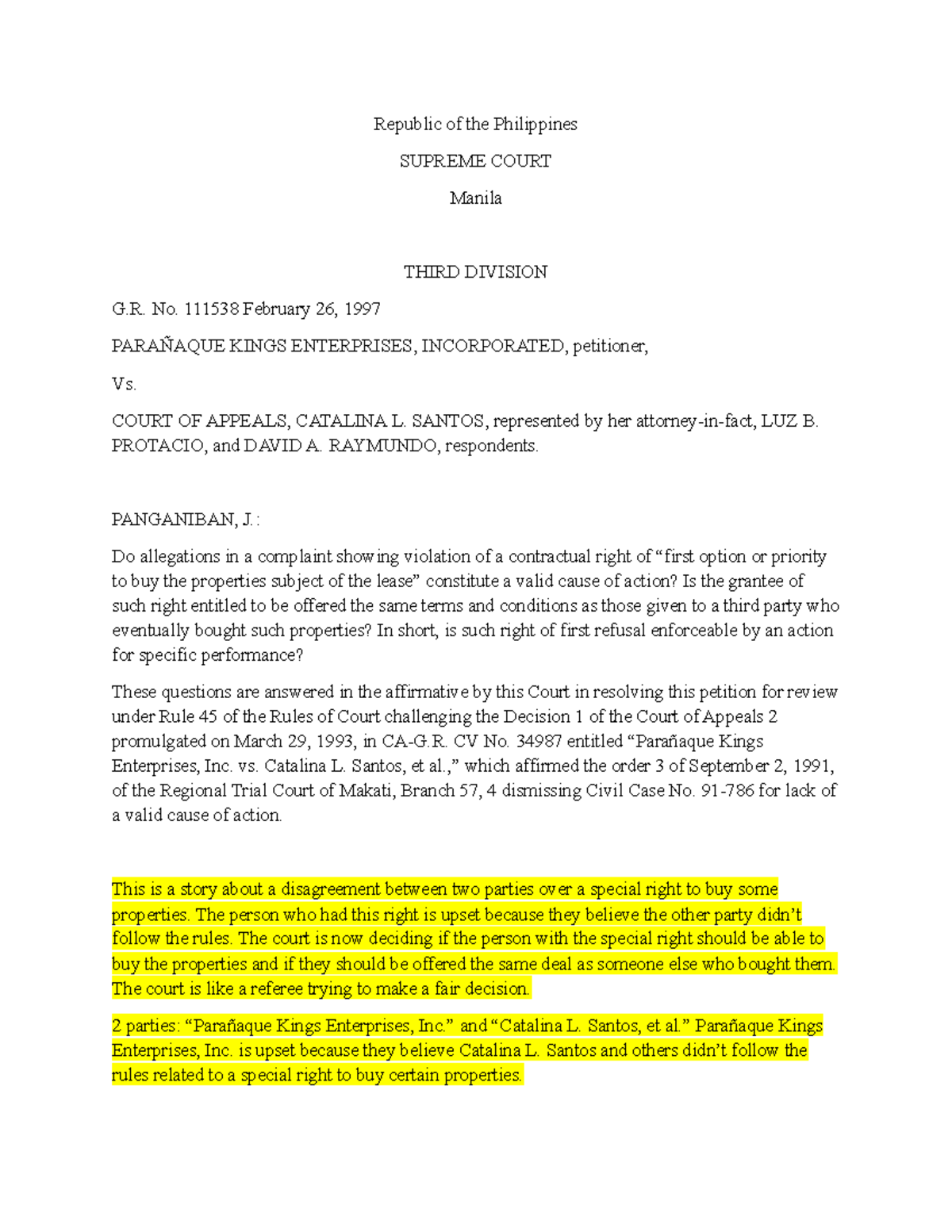 Case Study Explanations - Republic of the Philippines SUPREME COURT ...