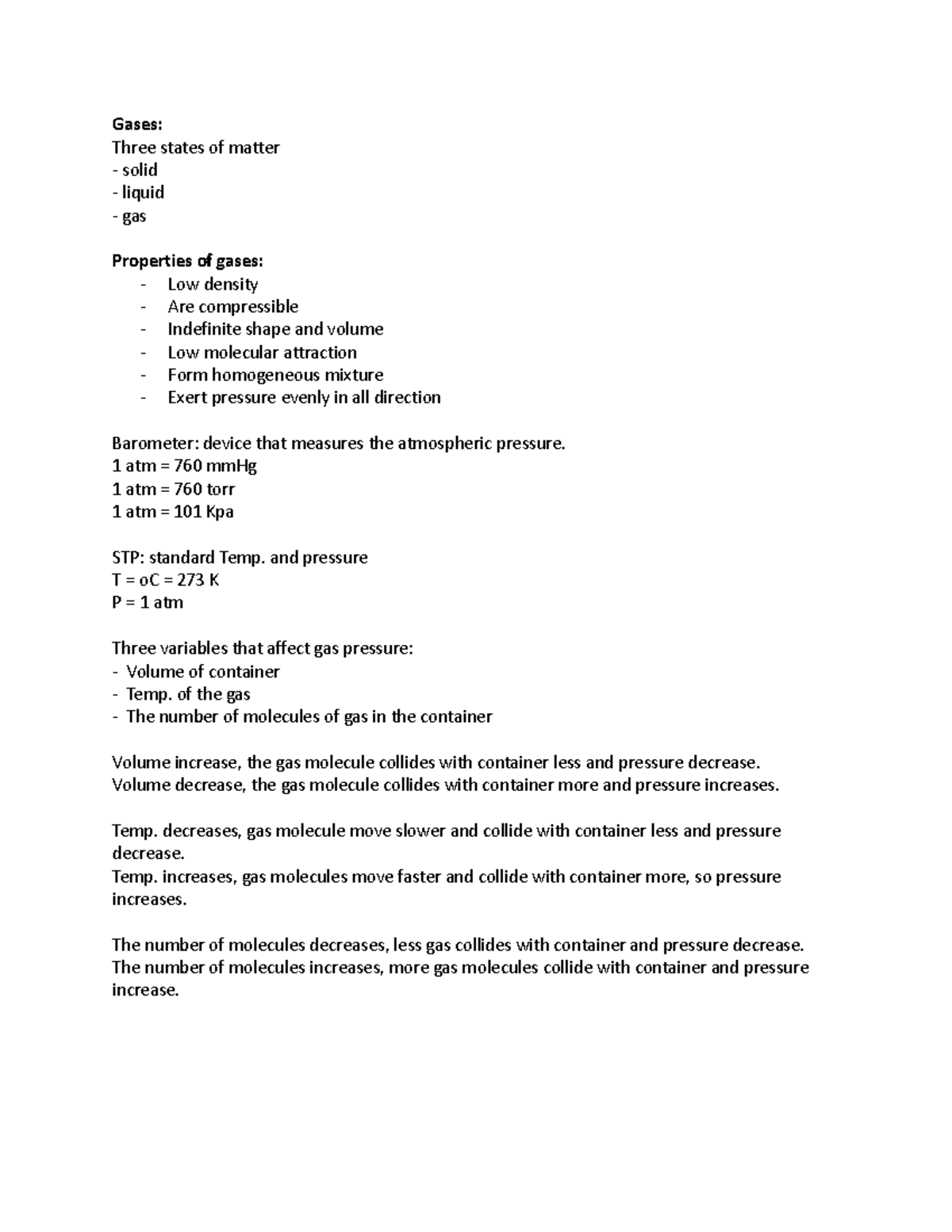 Lecture note- chapter 10- gas-chem-1305 - Gases: Three states of matter ...
