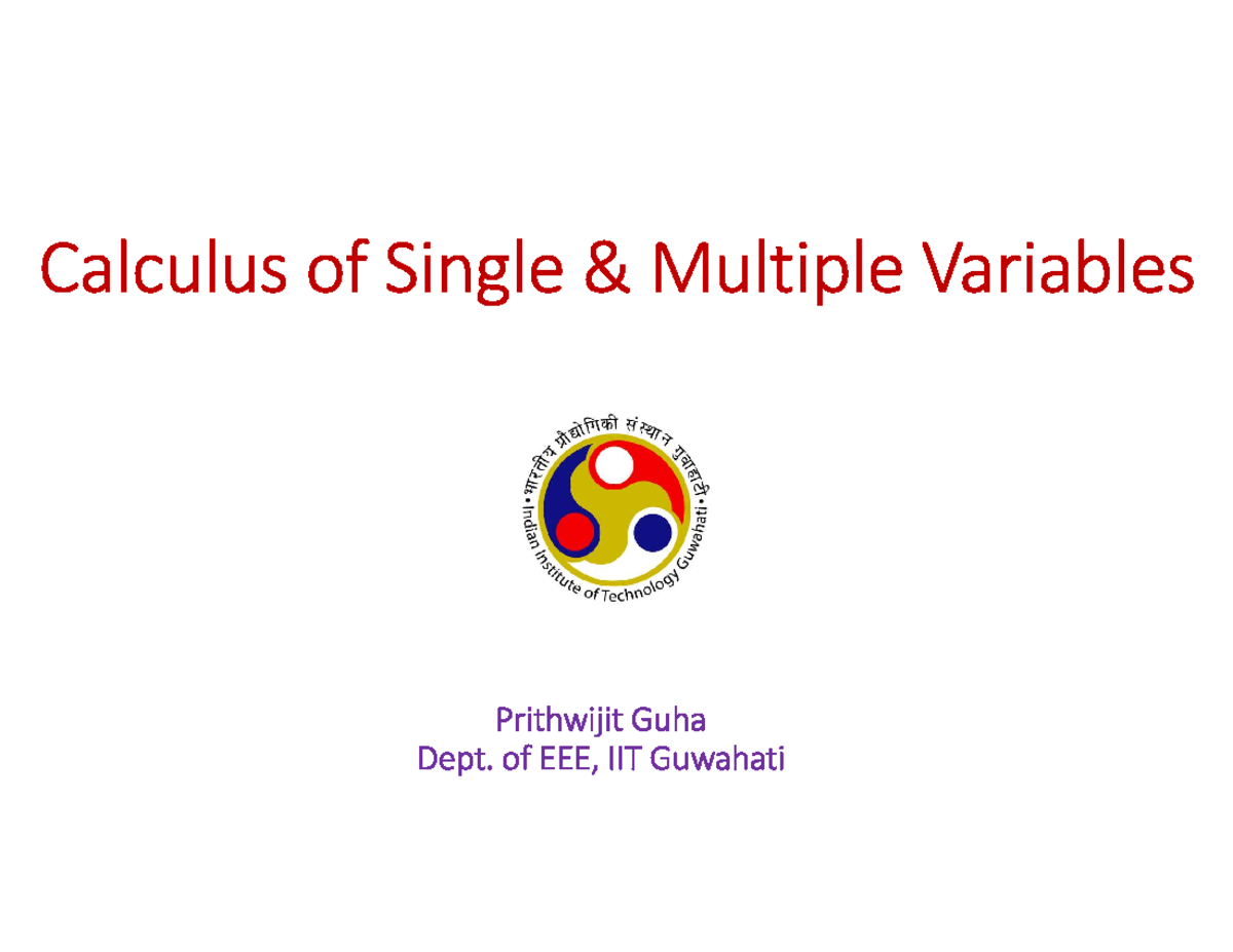 02 Calculus Single Multiple Variables - Calculus of Single & Multiple ...