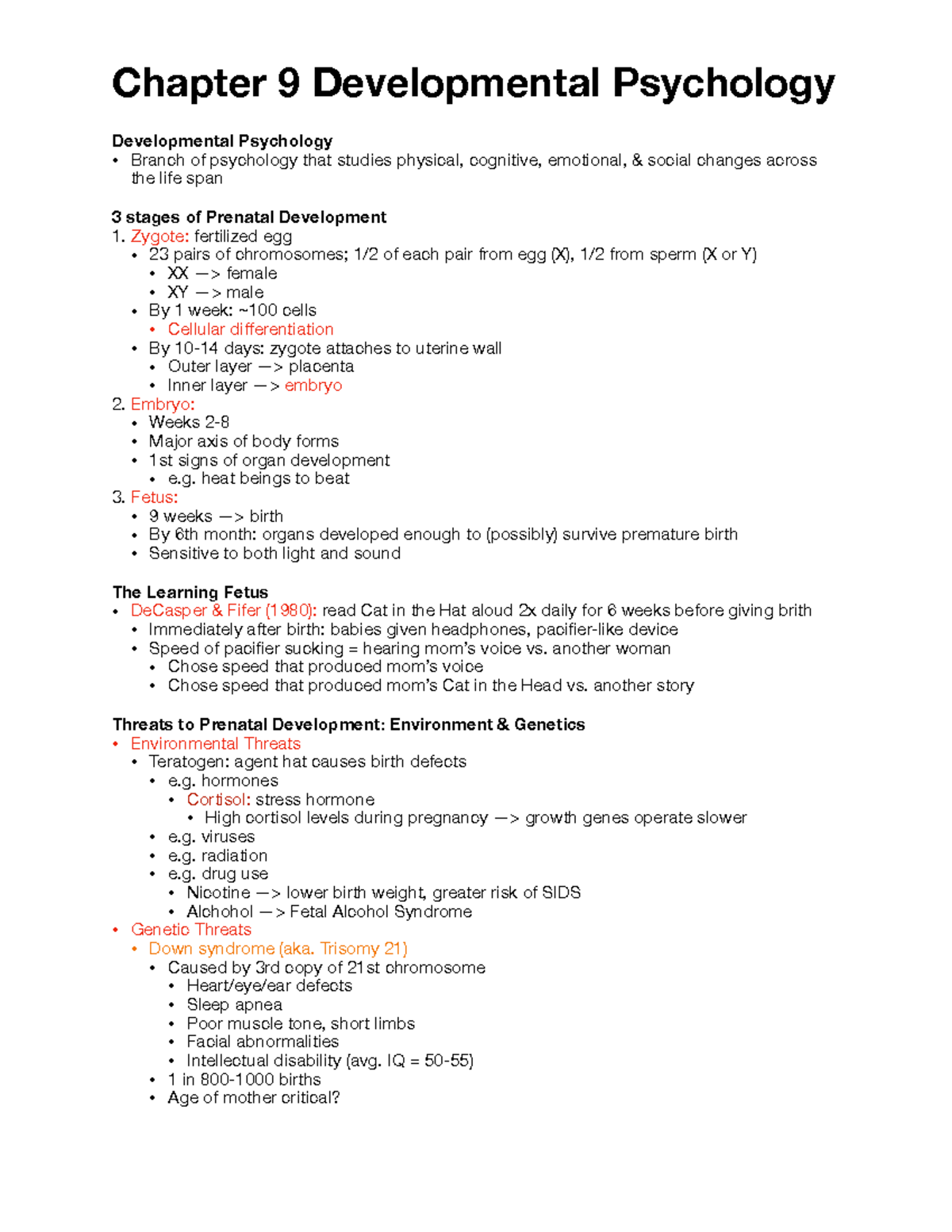 Chapter 9 Developmental Psychology - Developmental Psychology Branch of ...