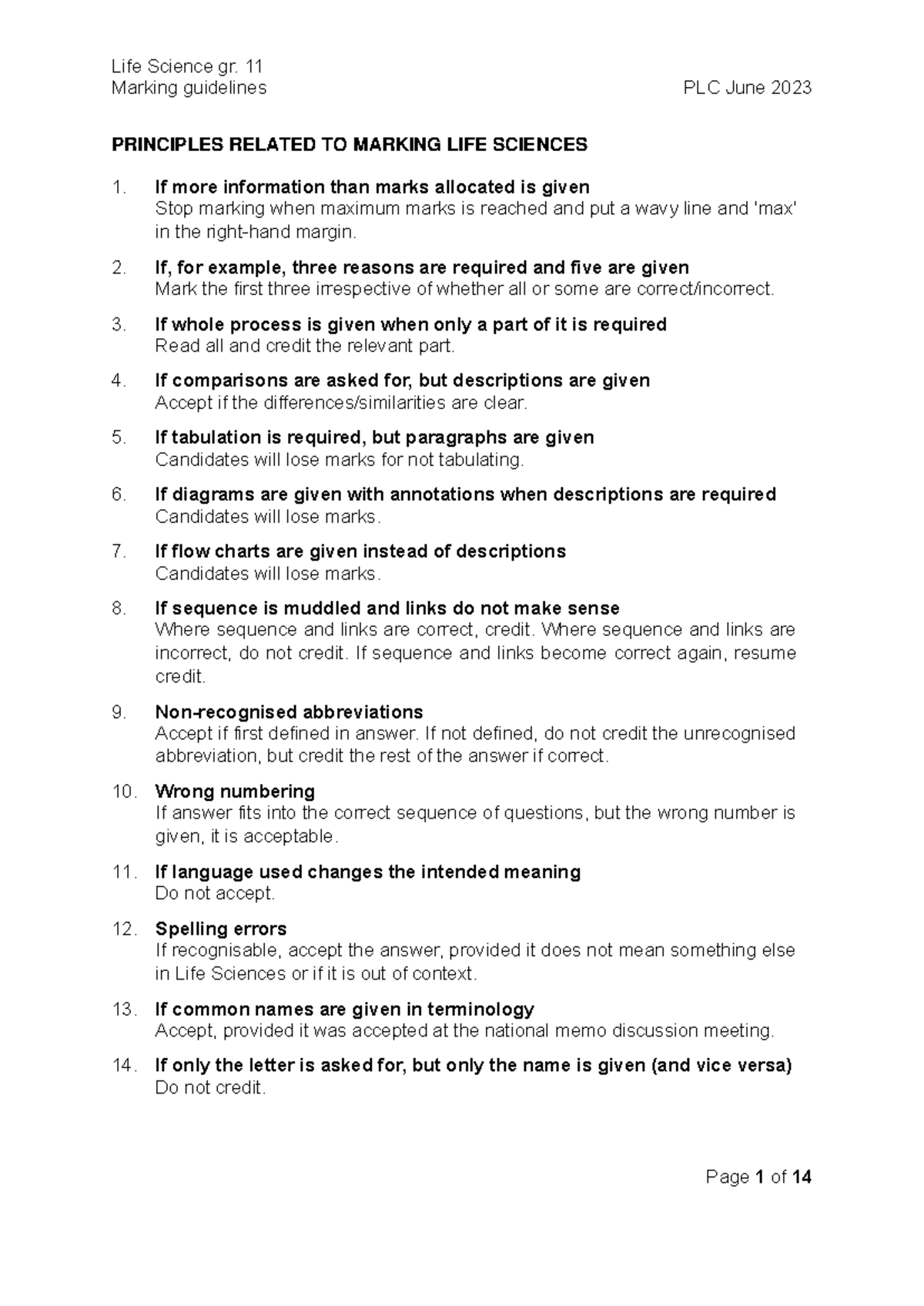 PLC GR 11 JUNE EXAM Marking Guidelines 2023 - Marking guidelines PLC ...