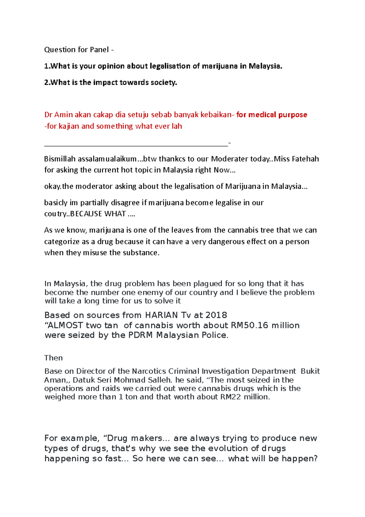 Forum ELC kertas conteng - Question for Panel - 1 is your opinion about ...