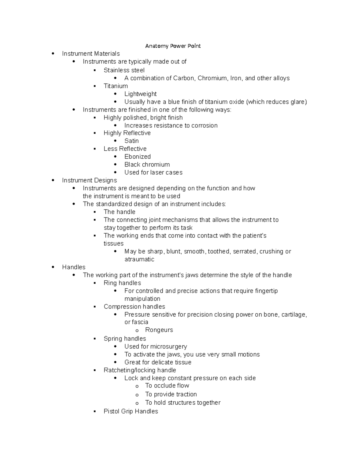 STE Anatomy Power Point - Anatomy Power Point Instrument Materials ...