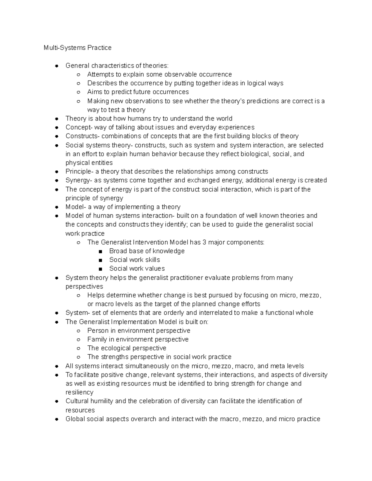 Multi-Systems Practice Notes - Multi-Systems Practice General ...