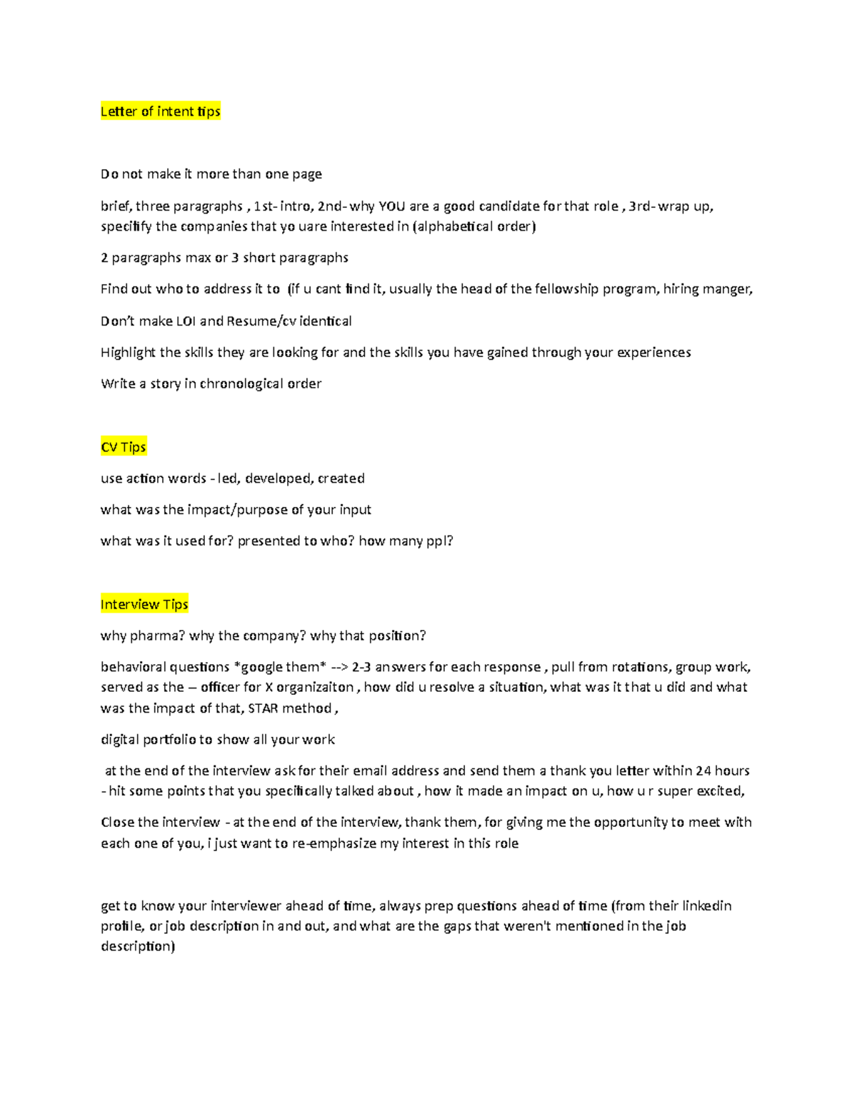 Tips - lecture notes - Letter of intent tips Do not make it more than ...