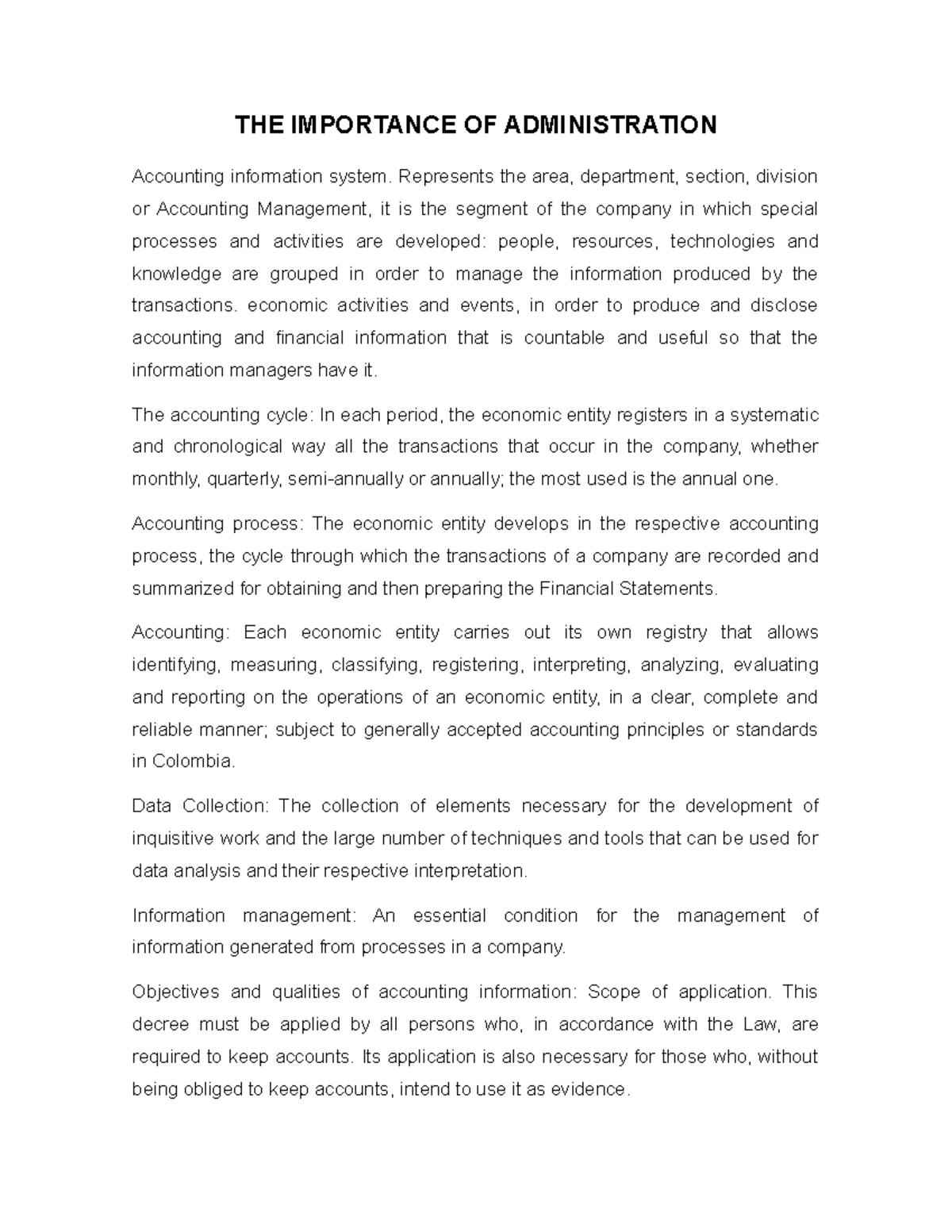 THE Importance OF Administration - THE IMPORTANCE OF ADMINISTRATION ...