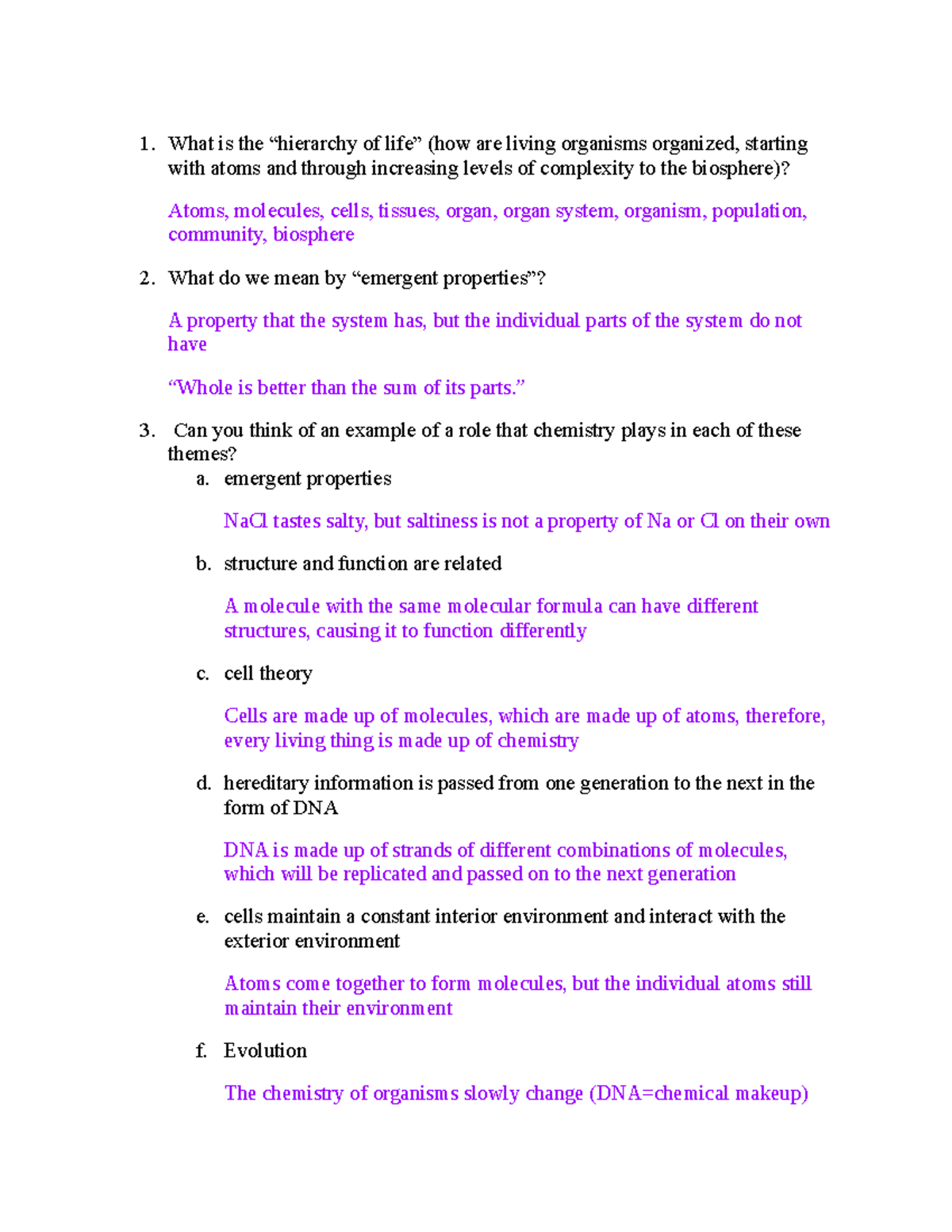 Cellular Biology Exam 1 Review - What is the “hierarchy of life” (how ...