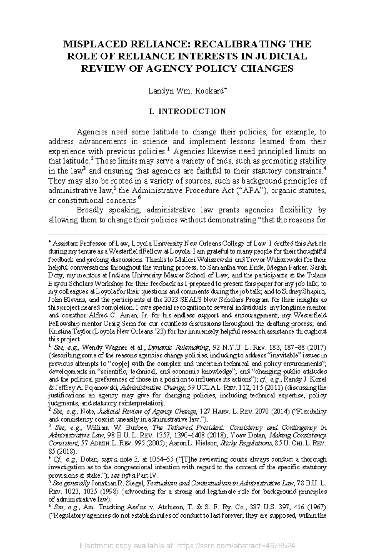 Introduction - 2018 - Misplaced Reliance Recalibrating THE ROLE OF ...