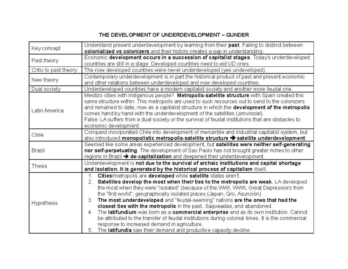 THE Development OF Underdevelopment – Gunder - THE DEVELOPMENT OF ...