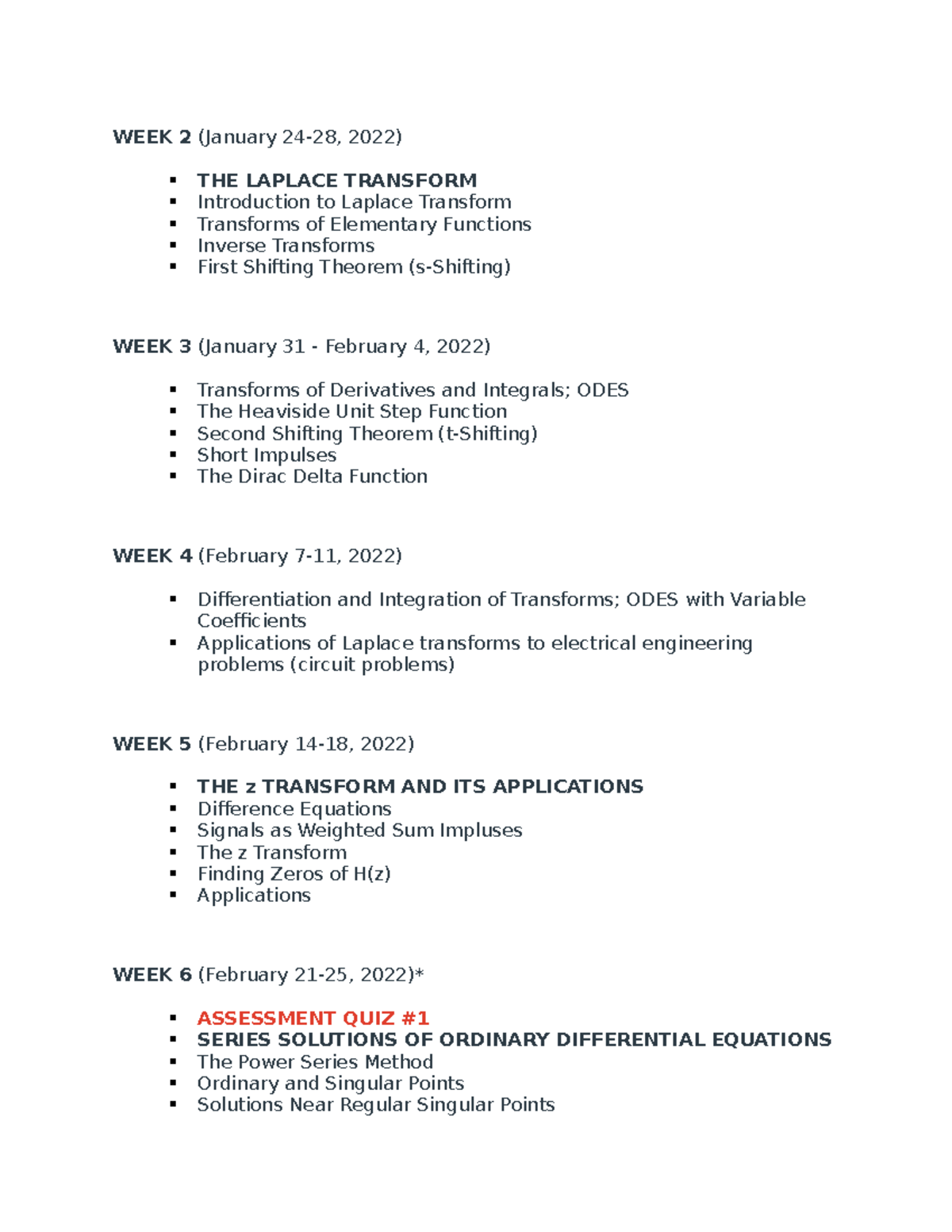ELECTRICAL ENGINEERING MATHEMATICS TOPIC FOR 2ND YEAR - WEEK 2 (January ...