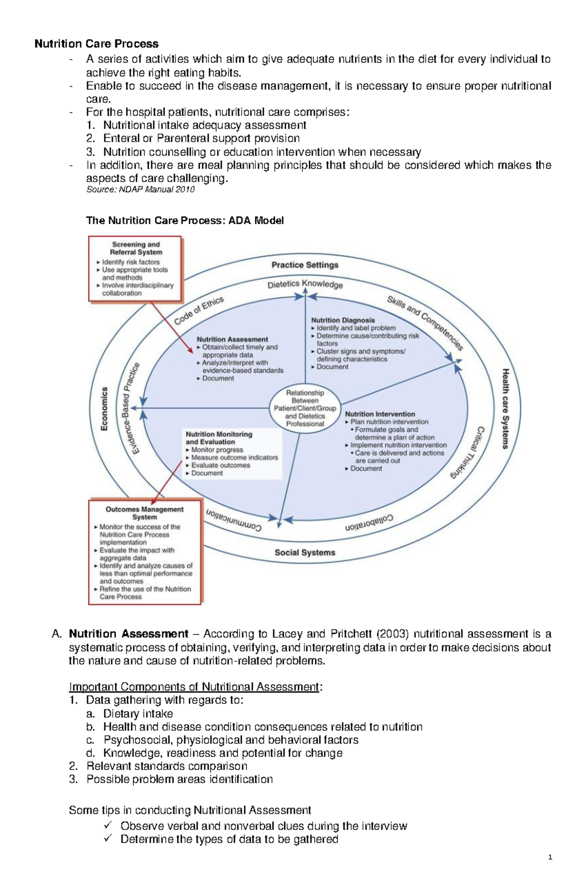 Module 3 Nutri Diet - Notes - Nutrition Care Process A series of ...
