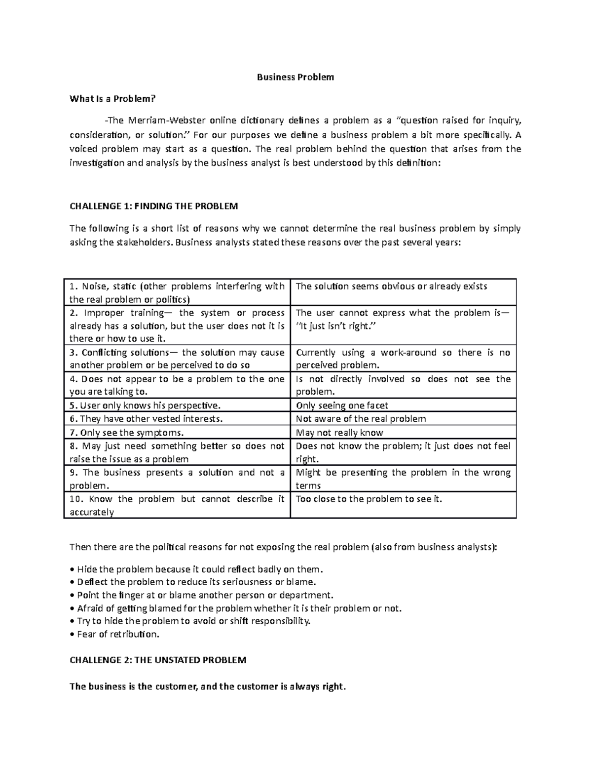 Business-Problem - Notes in Business Problem - Business Problem What Is ...