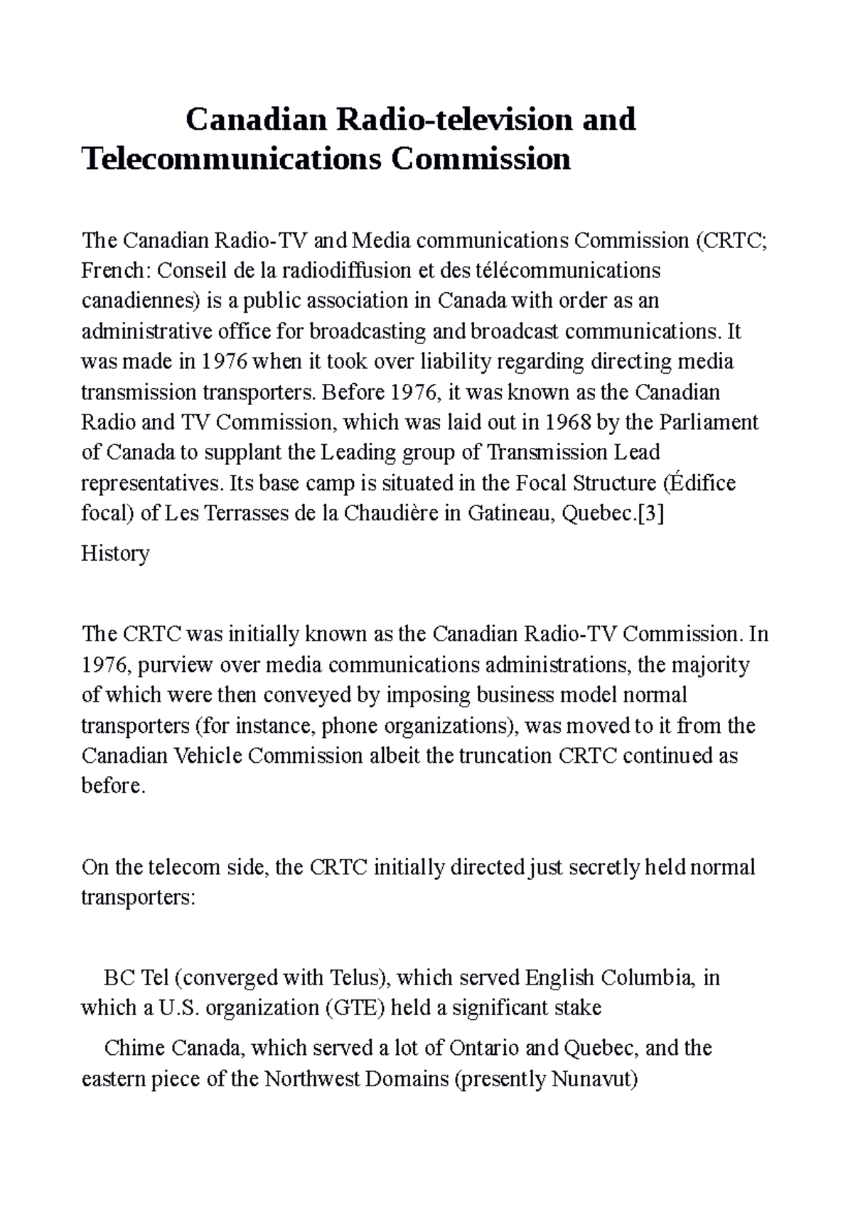 Canadian Radio-television and Telecommunications Commission - Canadian Radio-television and ...