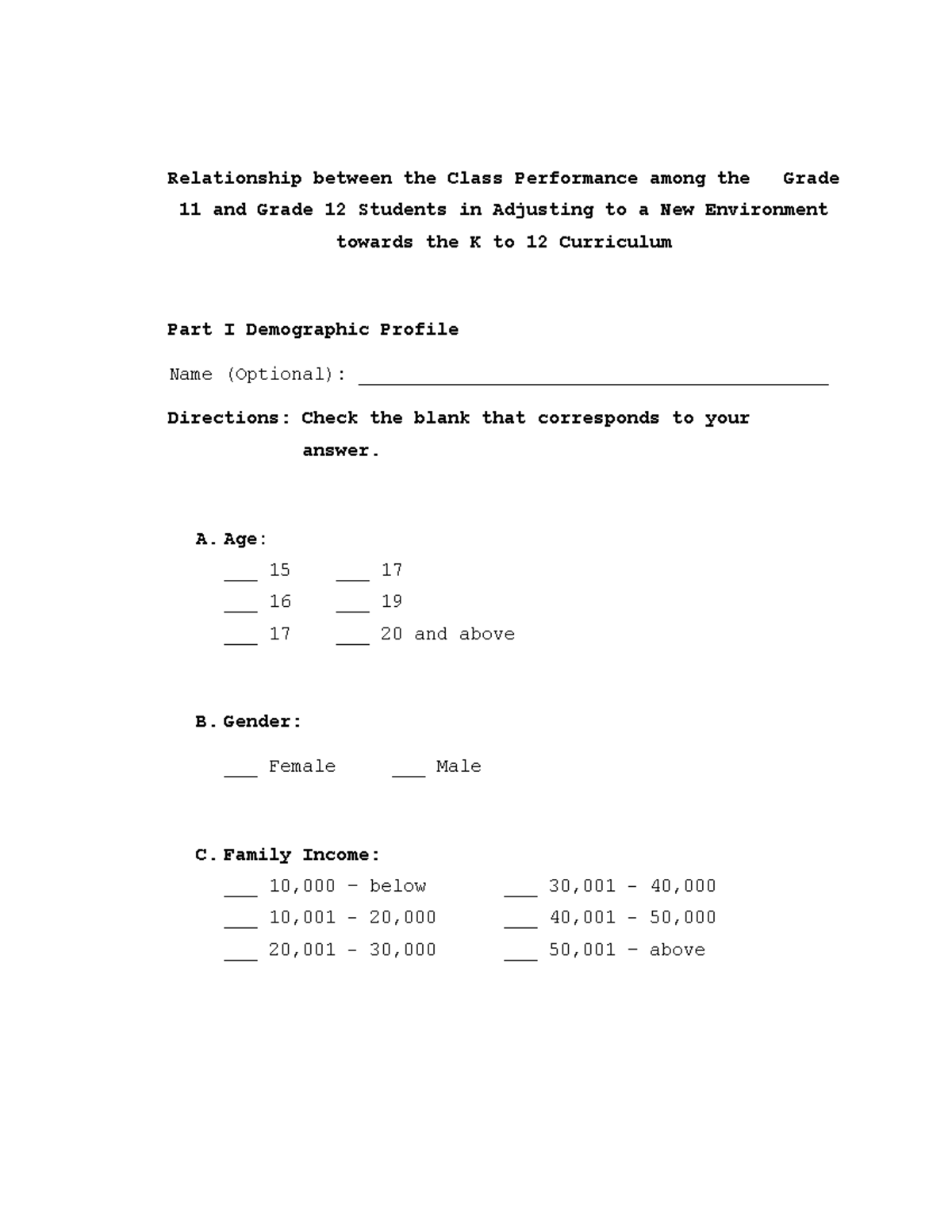 Survey Lecture Notes 1 2 Relationship Between The Class Performance