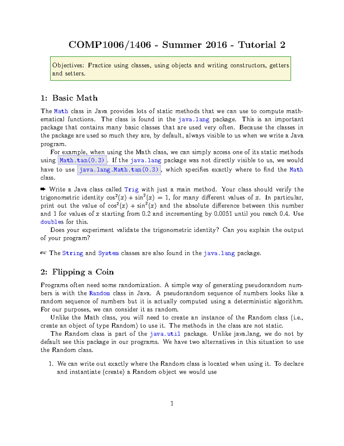 Tutorial 02 - Summer 2016 - COMP1006/1406 - Summer 2016 - Tutorial 2 ...