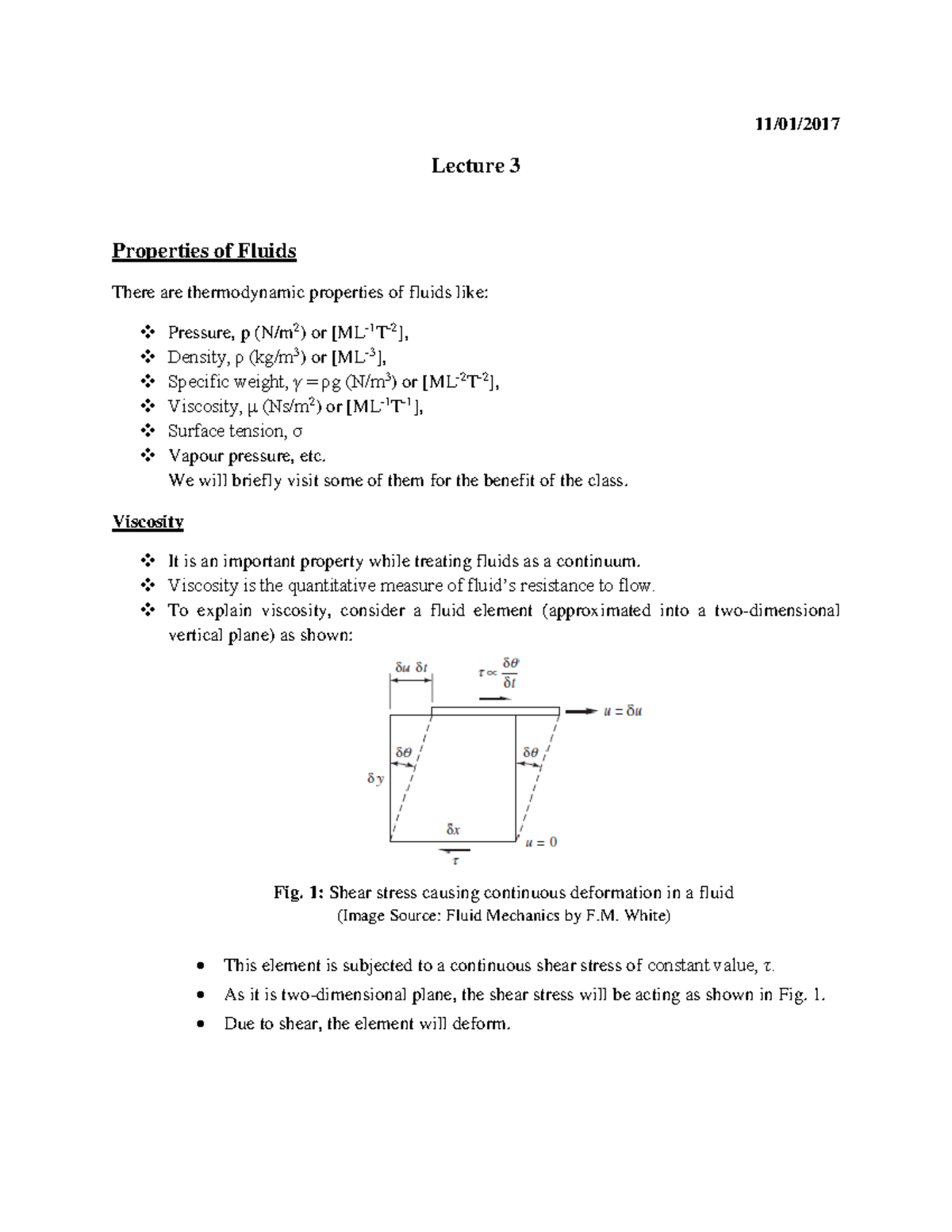 Lecture 3 Fluid Properties - 11/01/ Lecture 3 Properties of Fluids ...