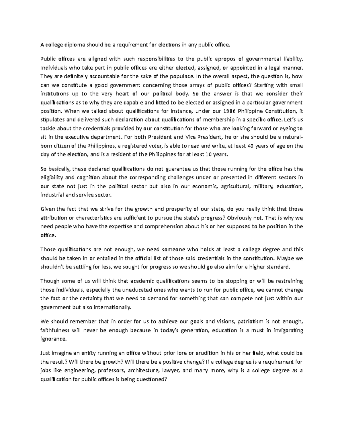 PSAD - Public Speaking, Argumentation and Debate Output - A college ...