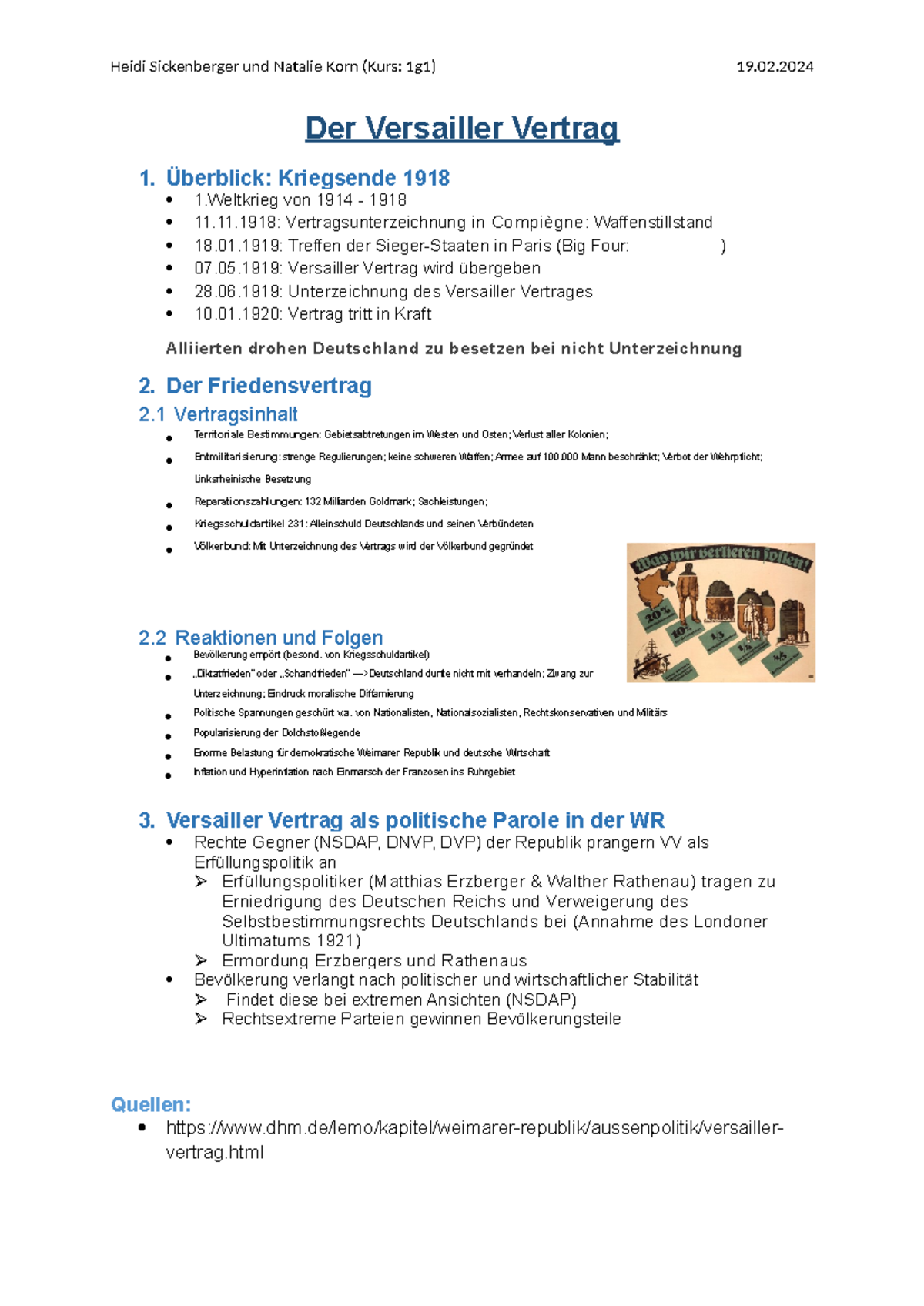 Versailler Vertrag Q11 Handout 1 - Heidi Sickenberger und Natalie Korn ...