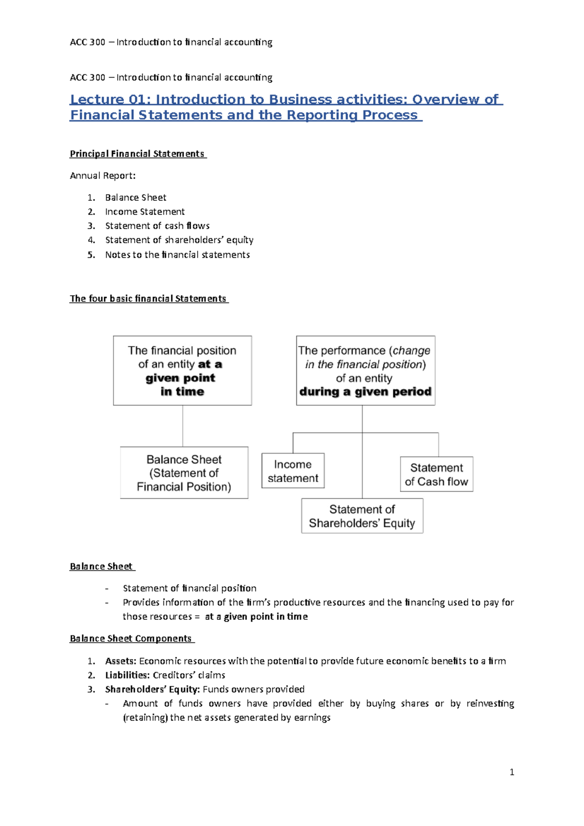 ACC 300 - Introduction to financial accounting - ACC 300 – Introduction ...