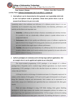 SDLC - Activity #1 - Please, give citation if you copy this. - Divine ...