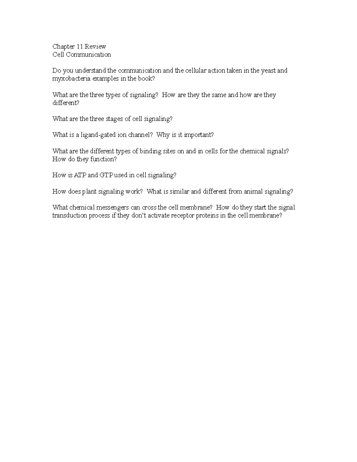 Cell Communication Notes - Chapter 11 Review Cell Communication Do you ...