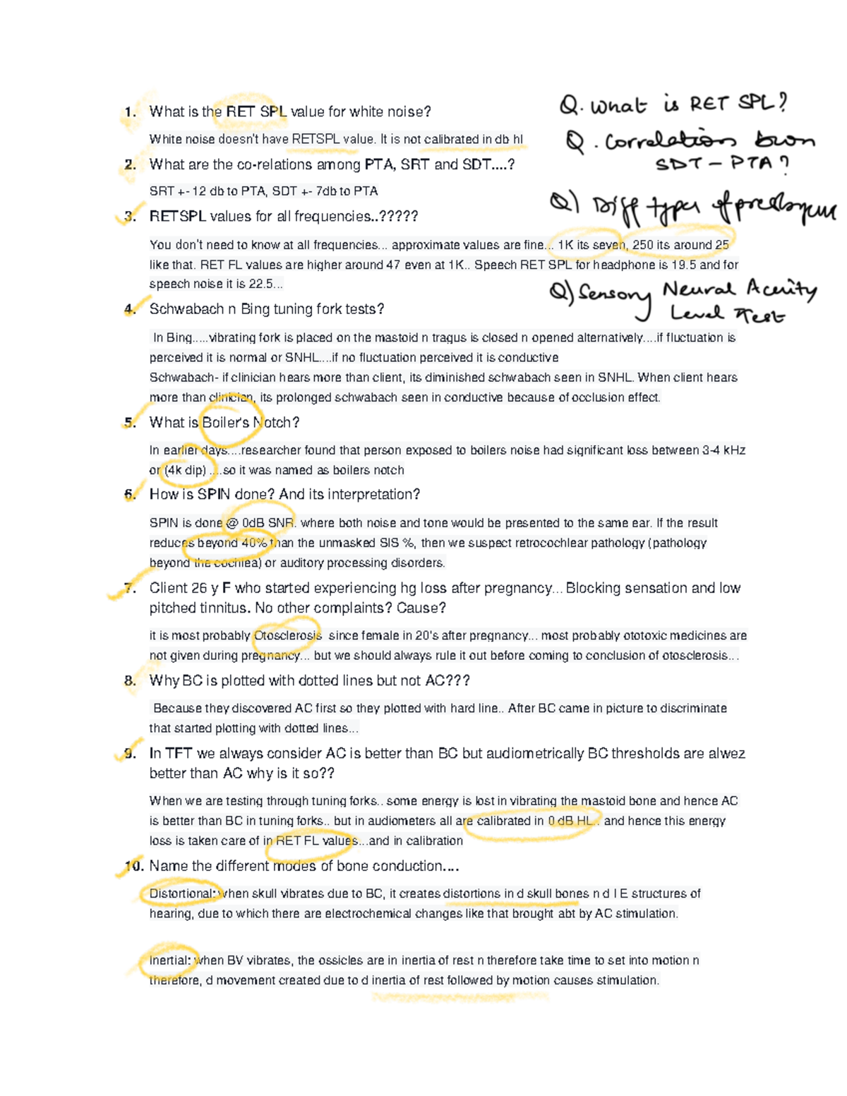 I Semester - Viva prep - 1. What is the RET SPL value for white noise ...