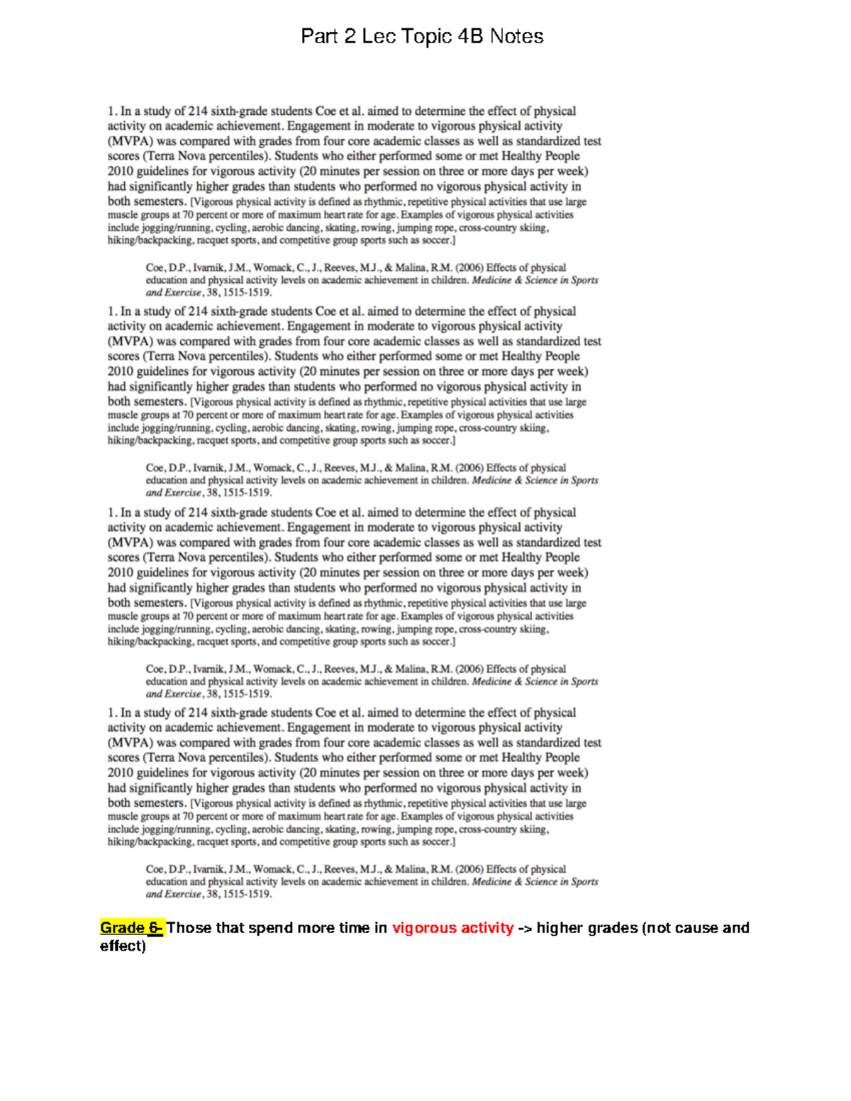 Part 2 Lec Topic 4B Notes - Grade 6- Those that spend more time in ...