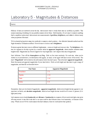 Lab 4 Astronomy introduction to Astronomy 101 - MONTGOMERY COLLEGE ...
