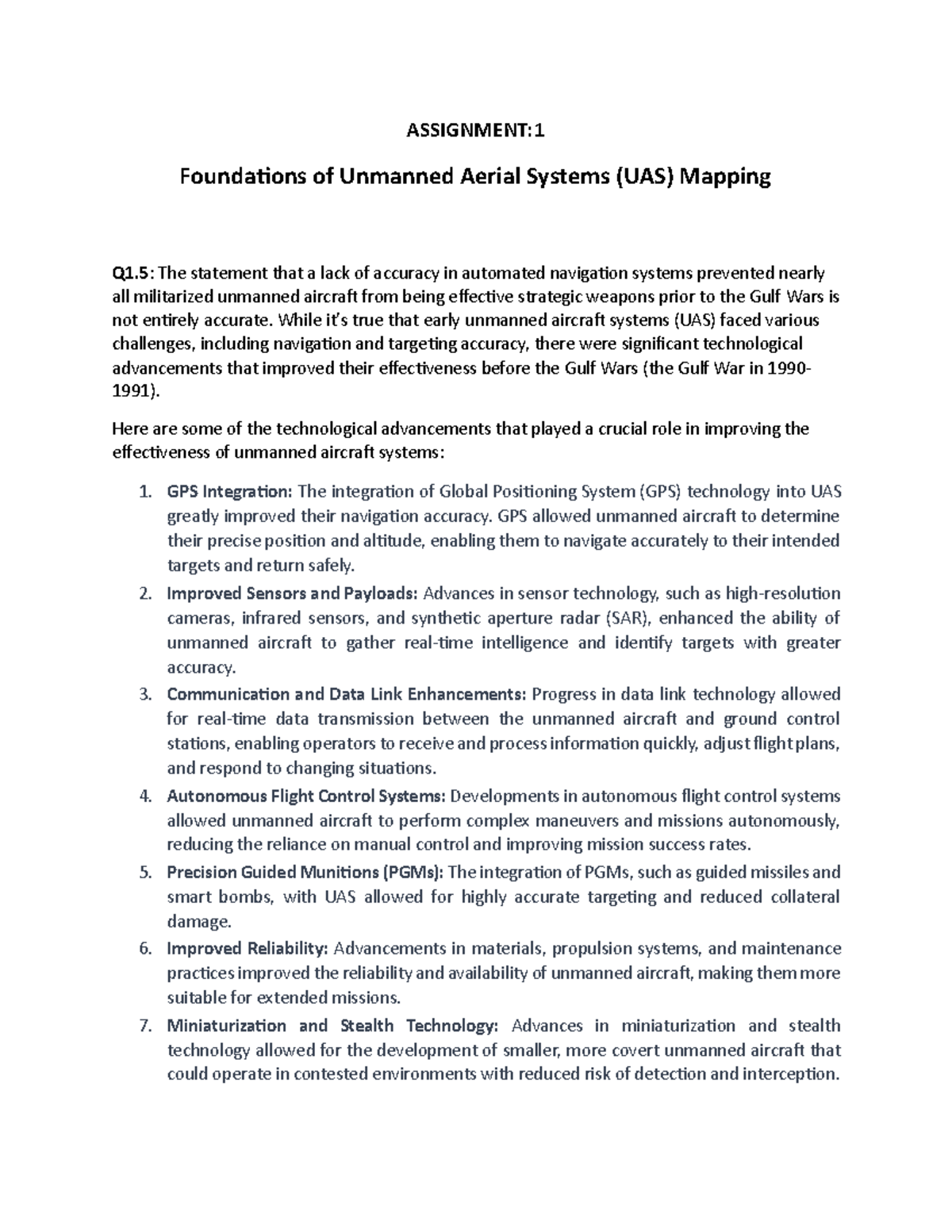 Assignment 1 - how - ASSIGNMENT: Foundations of Unmanned Aerial Systems ...