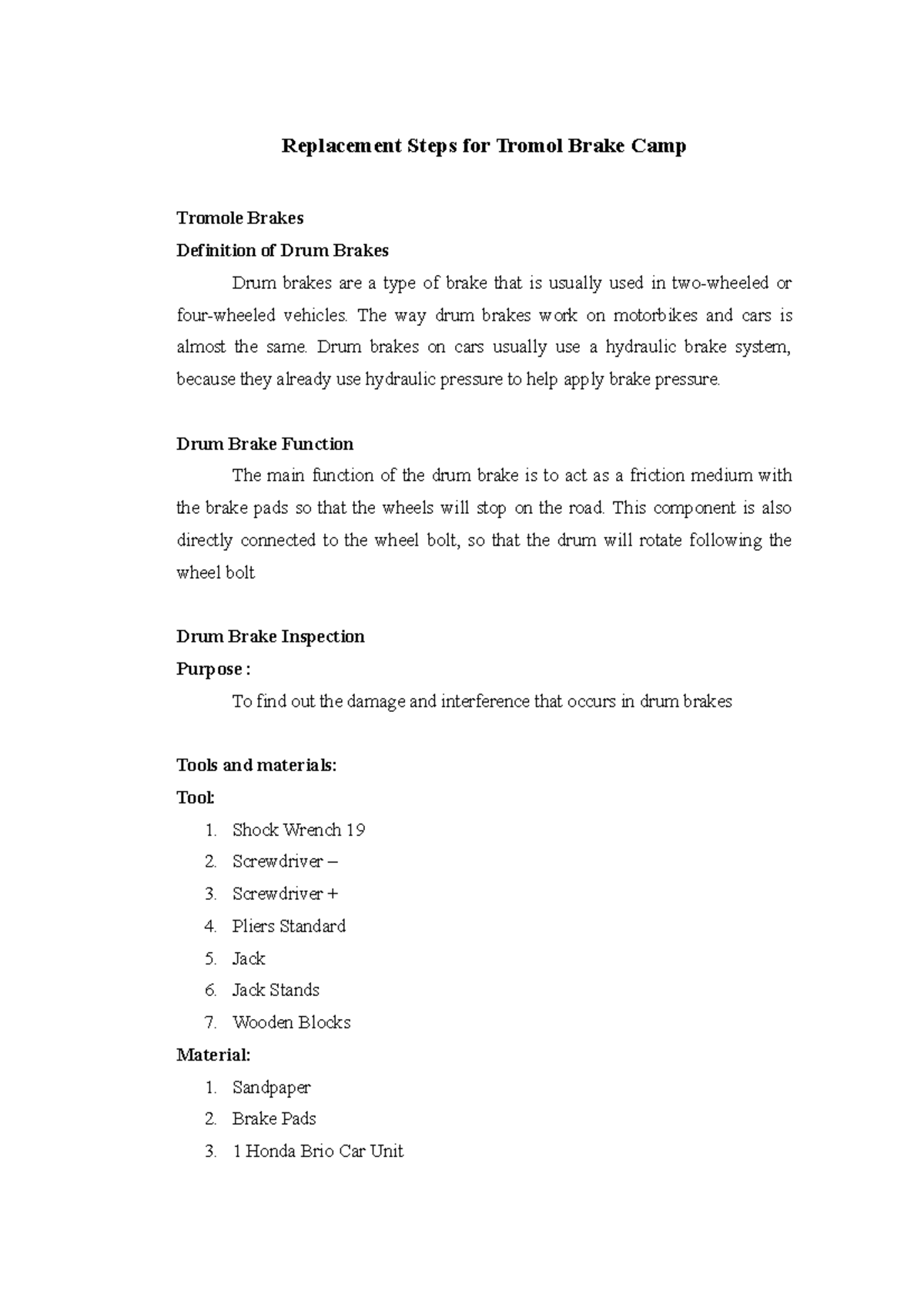 Replacement Steps for Tromol Brake Camp - The way drum brakes work on ...