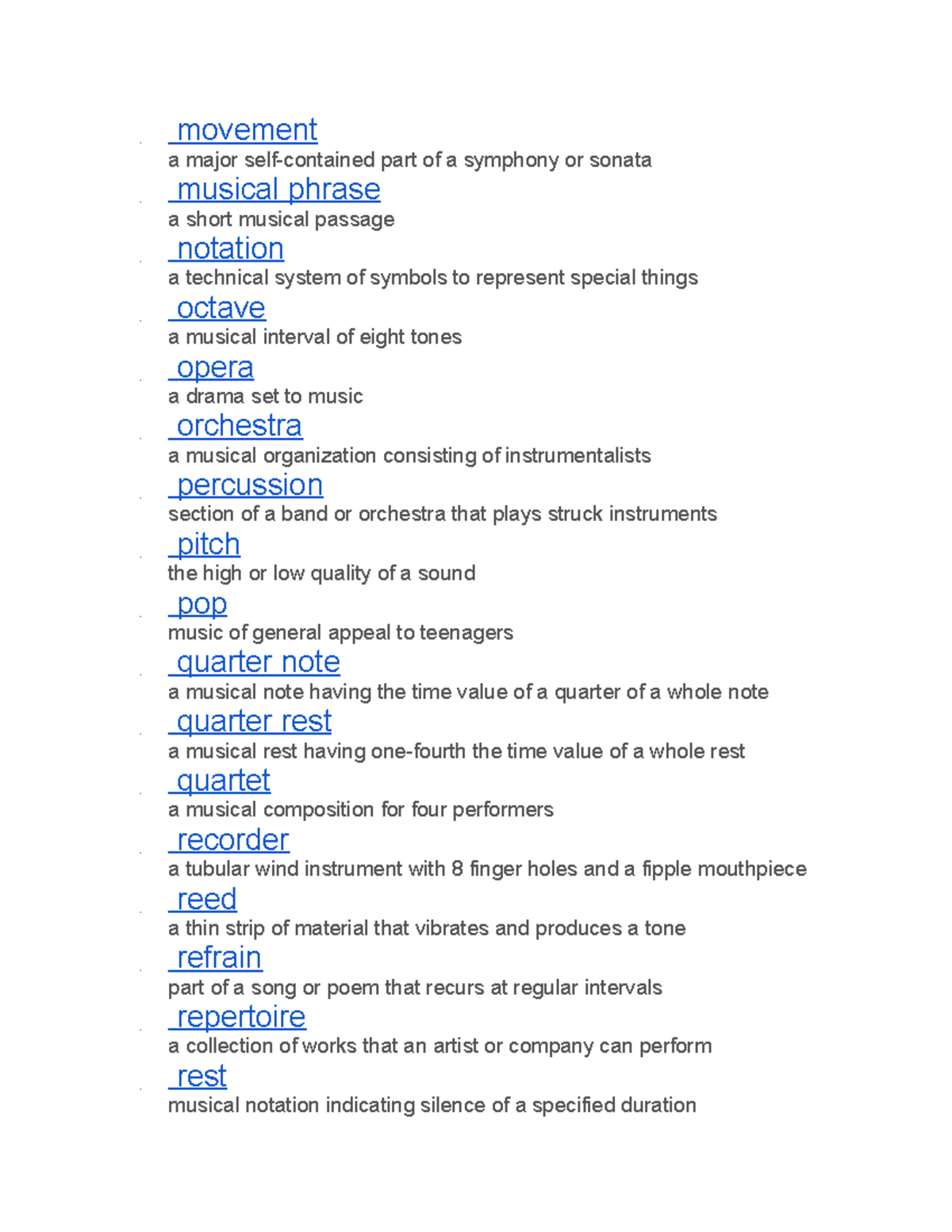 Music pt 2 notes - movement a major self-contained part of a symphony ...