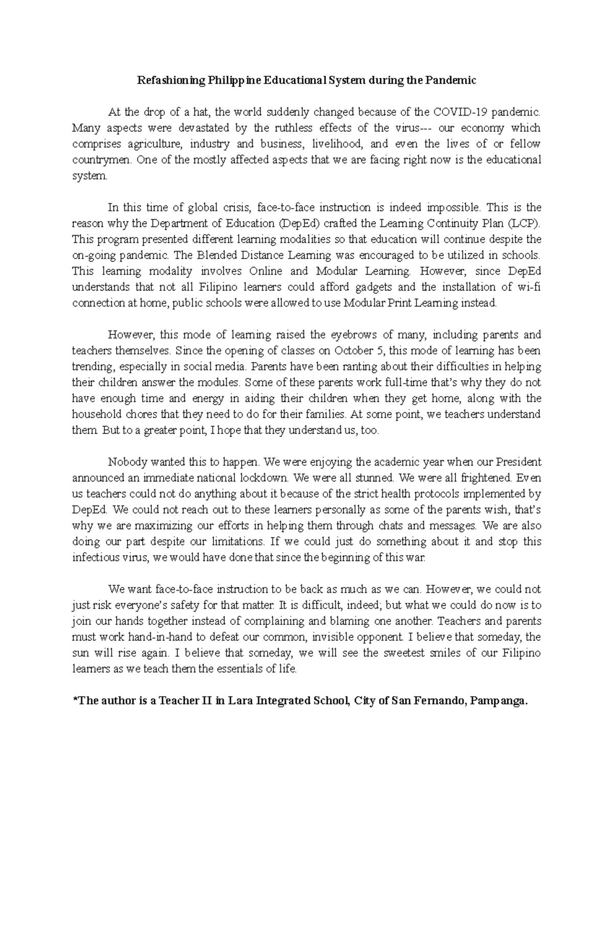 Articles - Grade: A+ - Refashioning Philippine Educational System ...