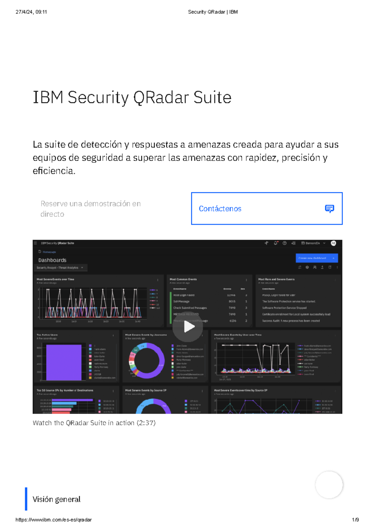 Security QRadar IBM - Resumen Plataformas Tecnologicas - IBM Security QRadar Suite La suite de ...