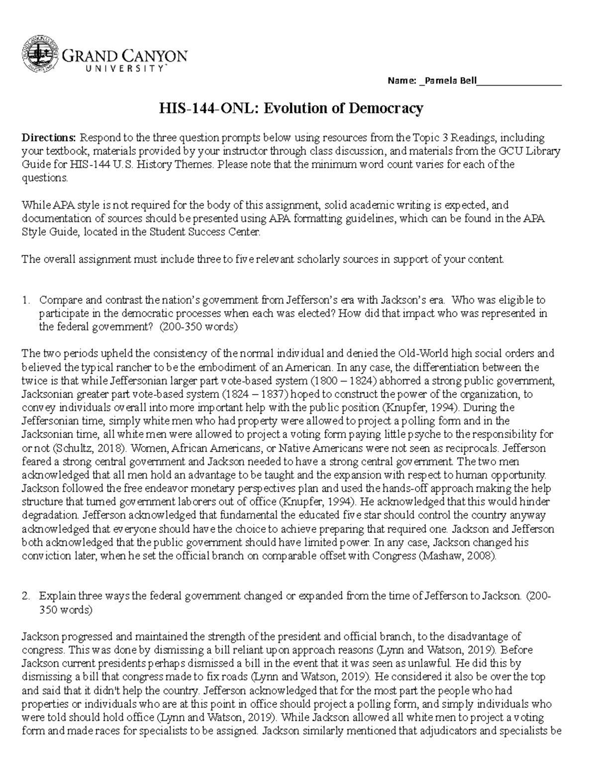 HIS-144-T3 - History Assignment - Hist-144 - GCU - Studocu