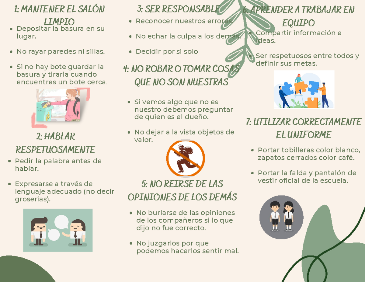 Triptico Leoye 2 - 1: MANTENER EL SALÓN LIMPIO Depositar la basura en ...