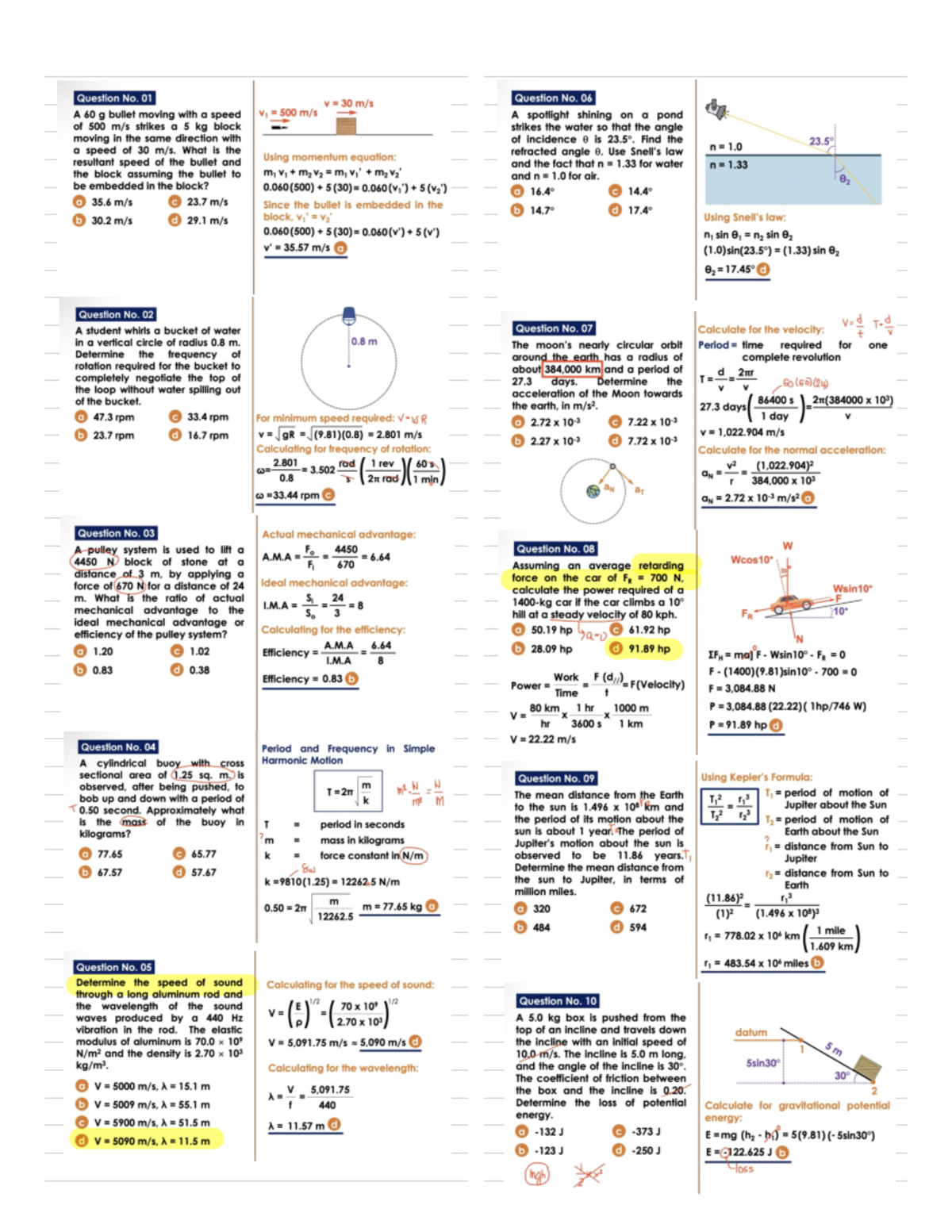 Refresher - MSTE - Question No. 01 Question No. 06 A 60 g bullet moving ...