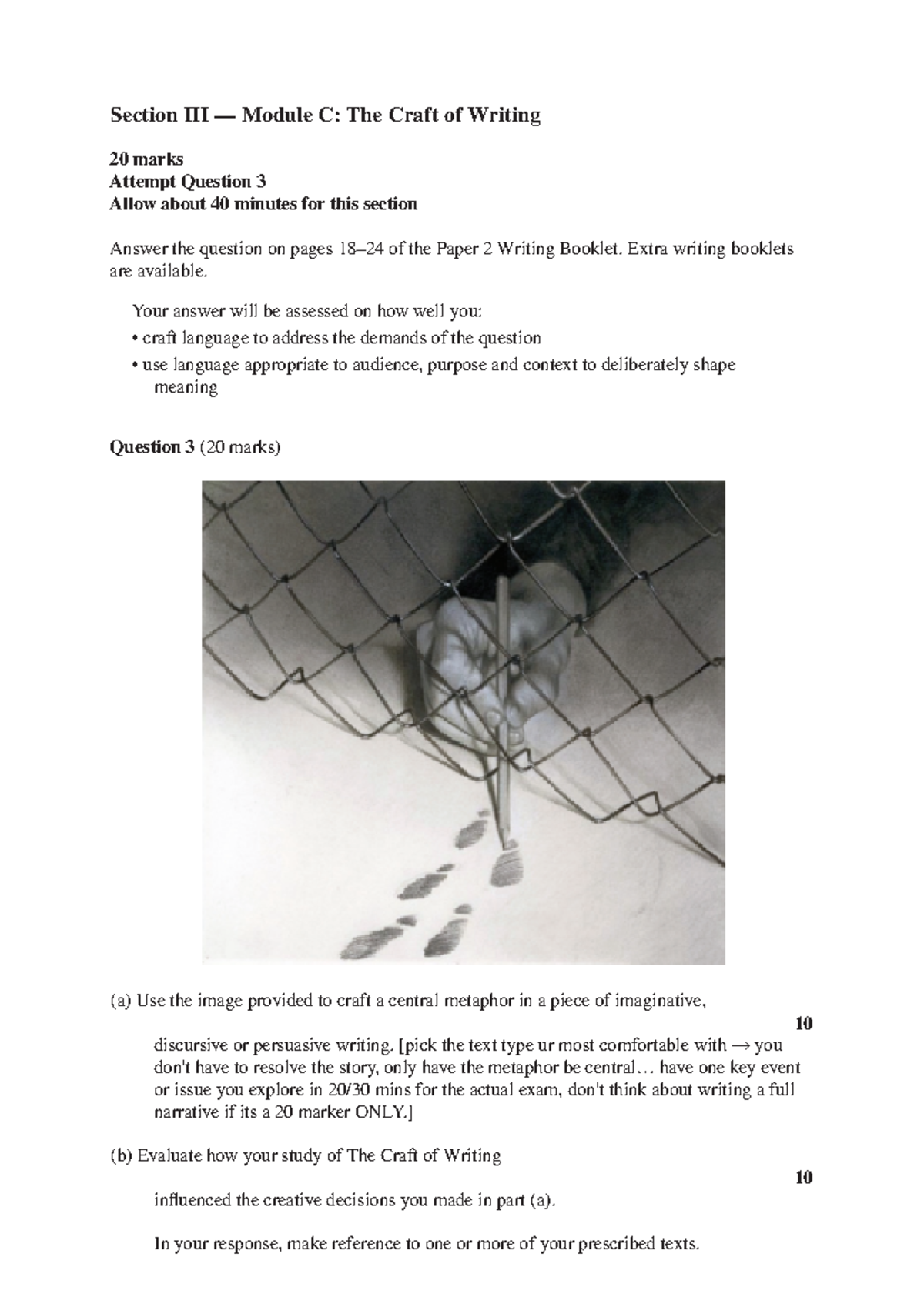 2021 HSC English Advanced Paper 2 - Module C Co W - Section III ...