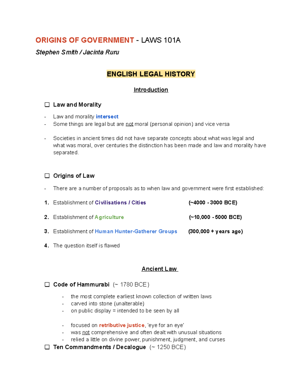 Origins of Government Notes - ORIGINS OF GOVERNMENT - LAWS 101A Stephen ...