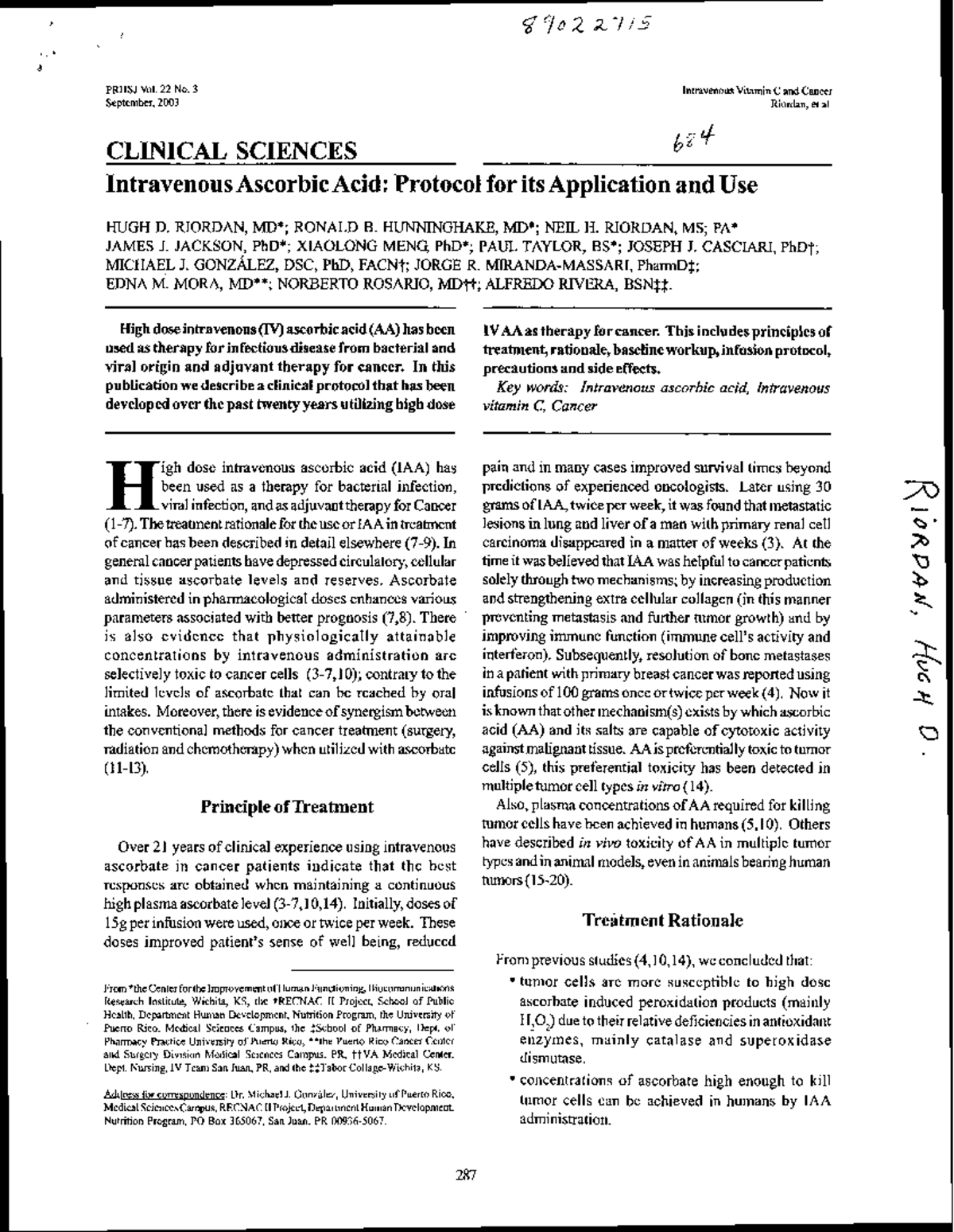 Intravenous ascorbic acid protocol for i - PRHSJ Vol. 22 No. 3 ...