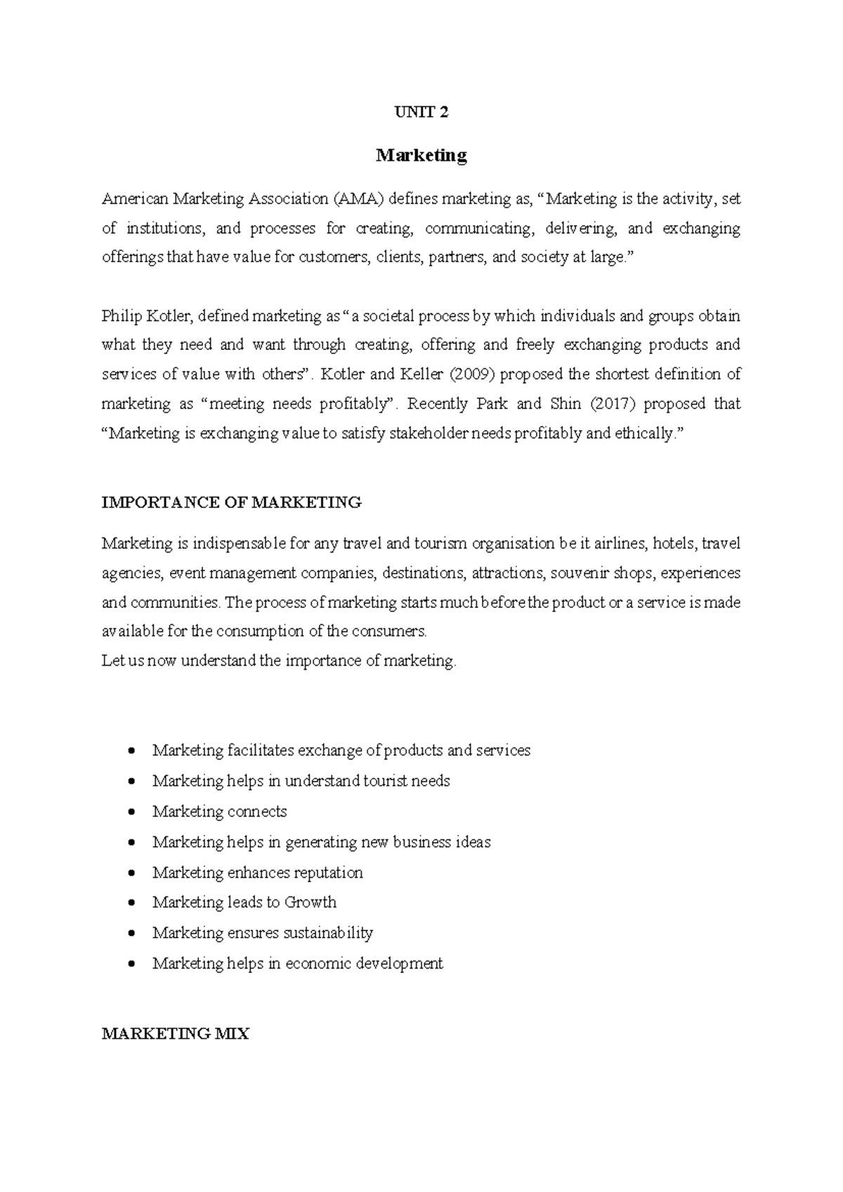 UNIT 2 - pdf - UNIT 2 Marketing American Marketing Association (AMA ...