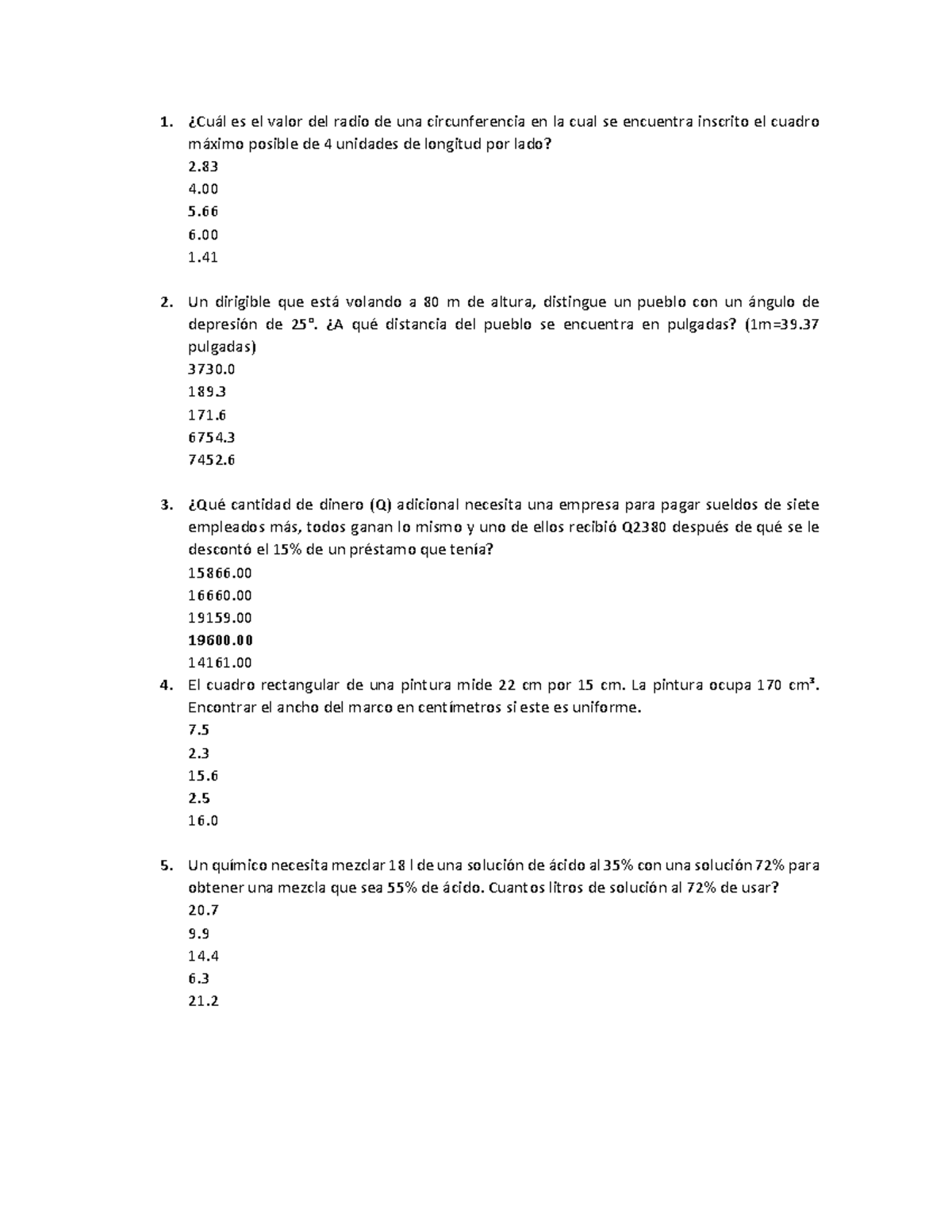 Ejercicios para los exámenes específicos - ¿Cuál es el valor del radio ...