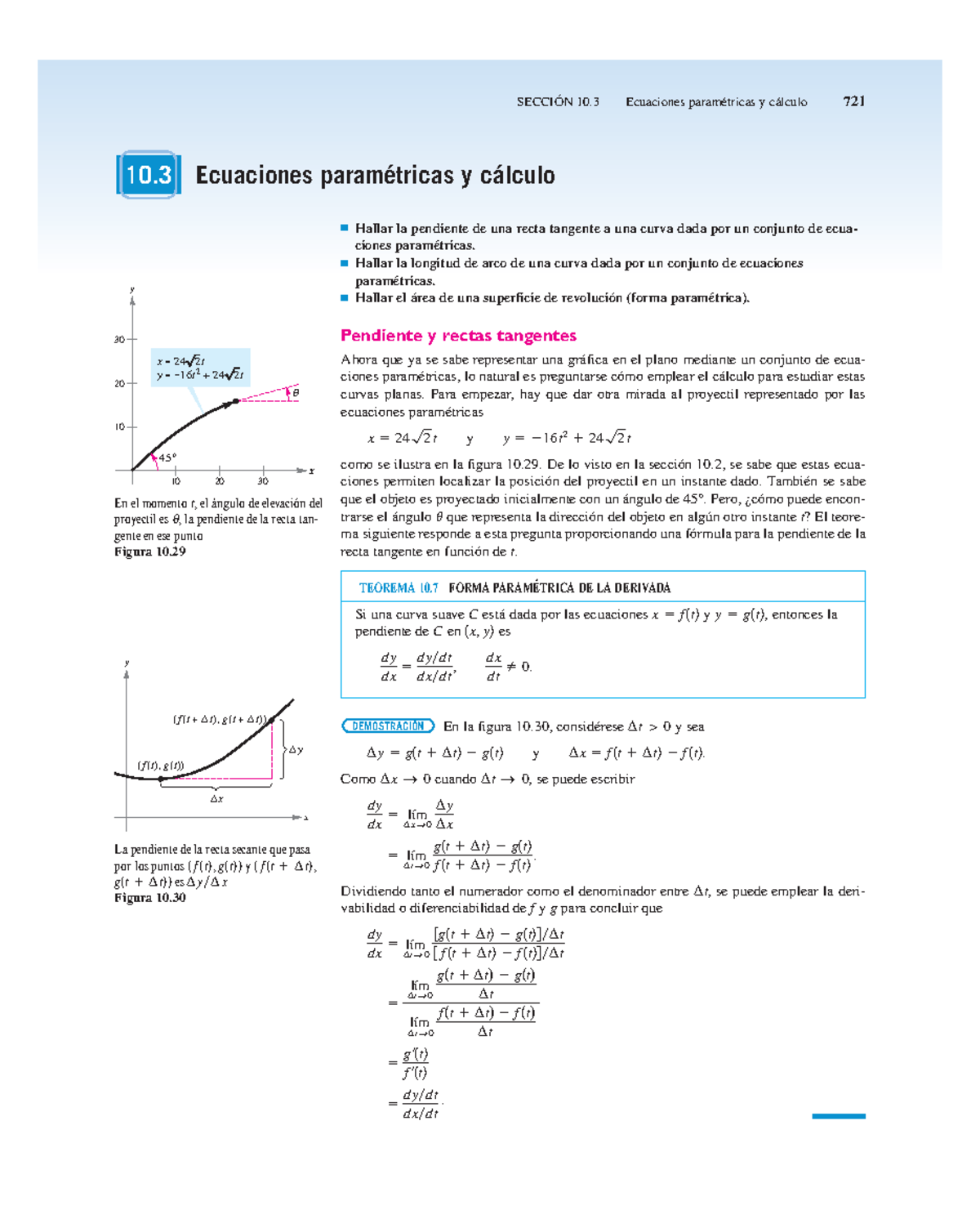 2.Derivada de una curva en forma parametrica - SECCIÓN 10 Ecuaciones paramétricas y cálculo 721 ...