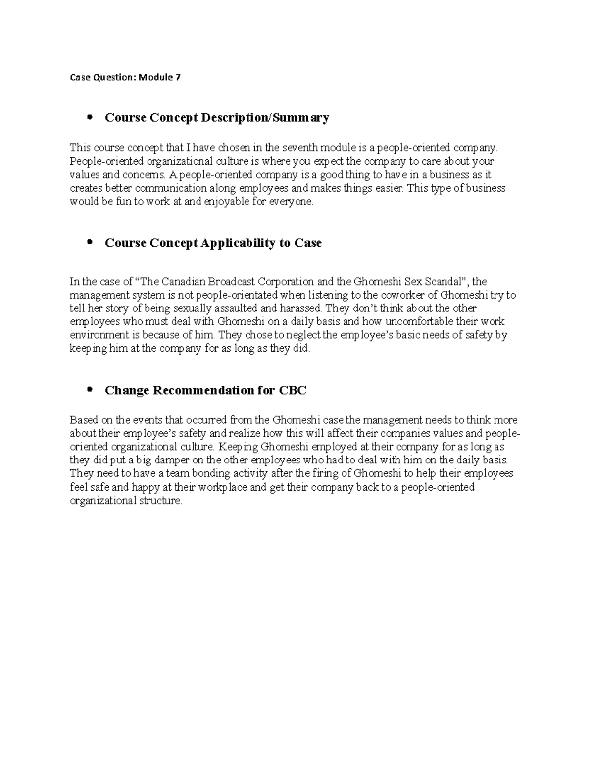 Module 7 Case Question - sdfwes - Case Question: Module 7 Course ...