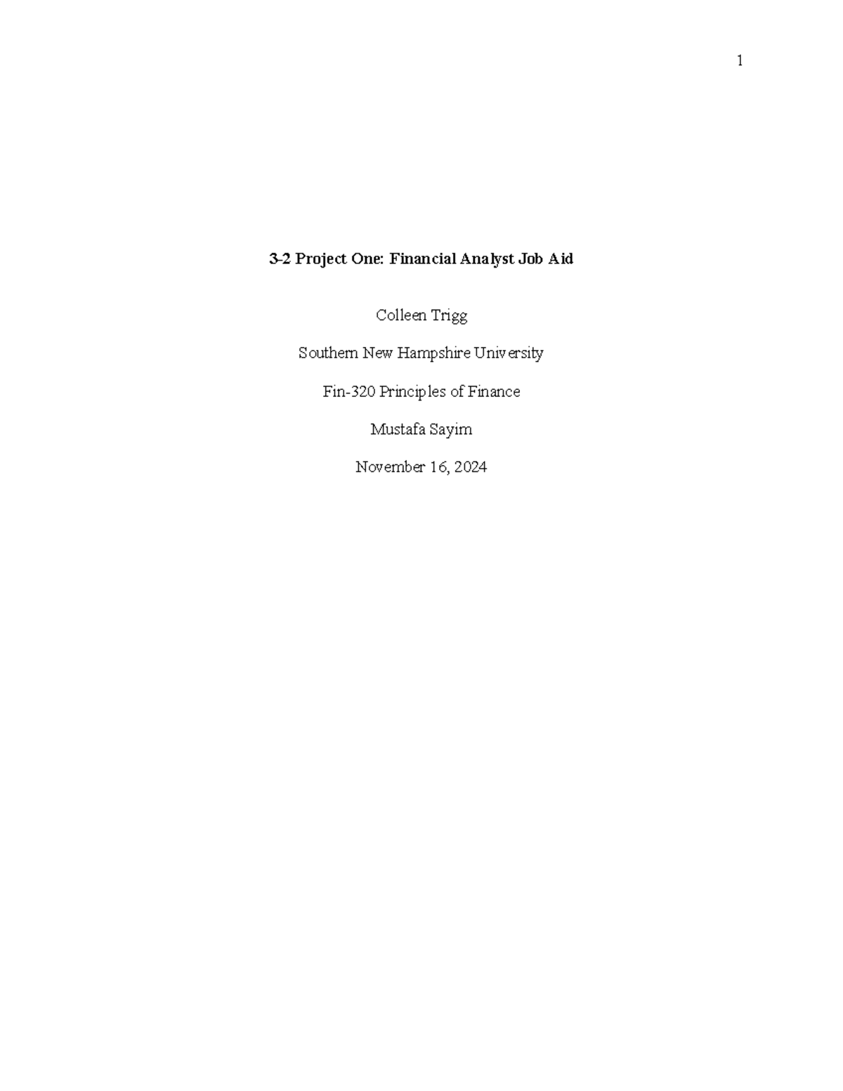 3-2 Project Financial Analyst Job Aid - 3-2 Project One: Financial ...