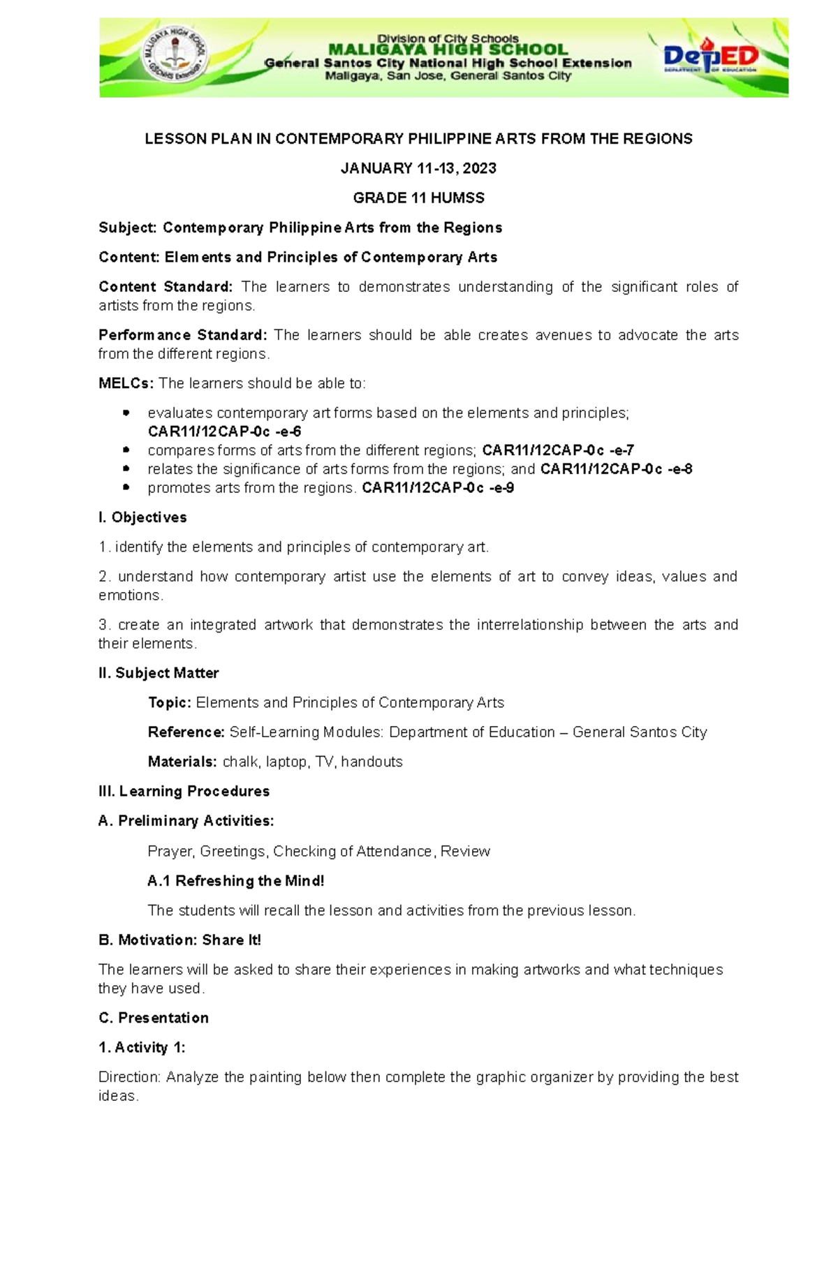 January 11,12,13 - Module 1 - LESSON PLAN IN CONTEMPORARY PHILIPPINE ...